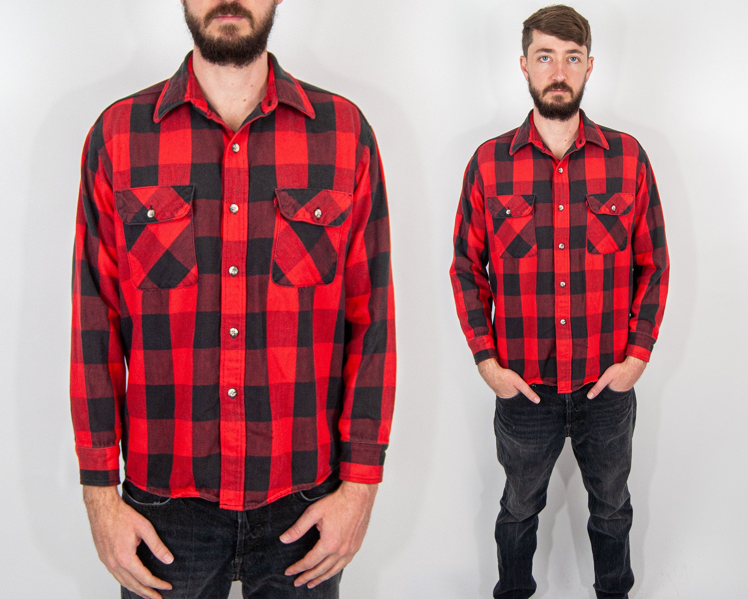Vintage 90's Red Buffalo Check Flannel by Fieldmaster | Shop THRILLING