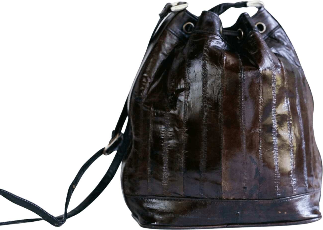 Vintage Leather Patchwork Drawstring Bucket Bag | Shop THRILLING