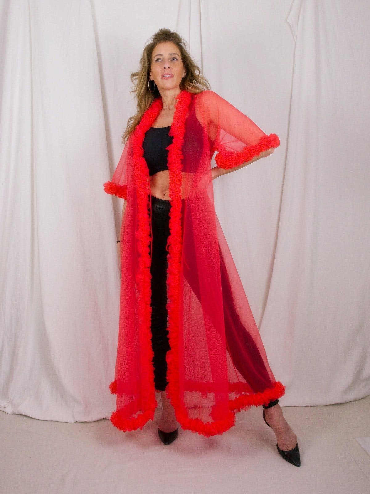 Vintage 60’s Hot Pink Sheer Ruffle Robe | Shop THRILLING