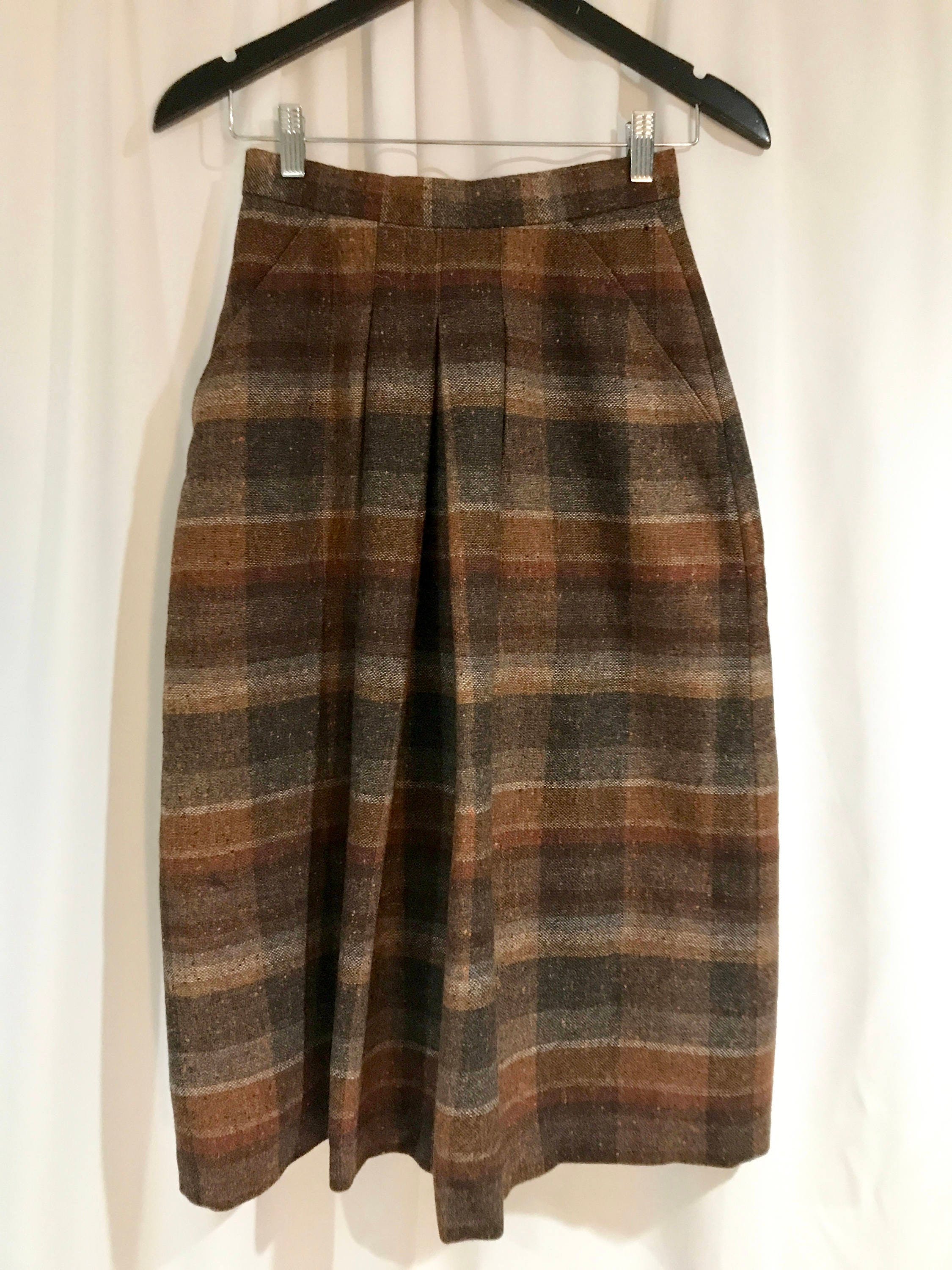 Vintage Midi Tartan Plaid Wool and Nylon Skirt | Shop THRILLING