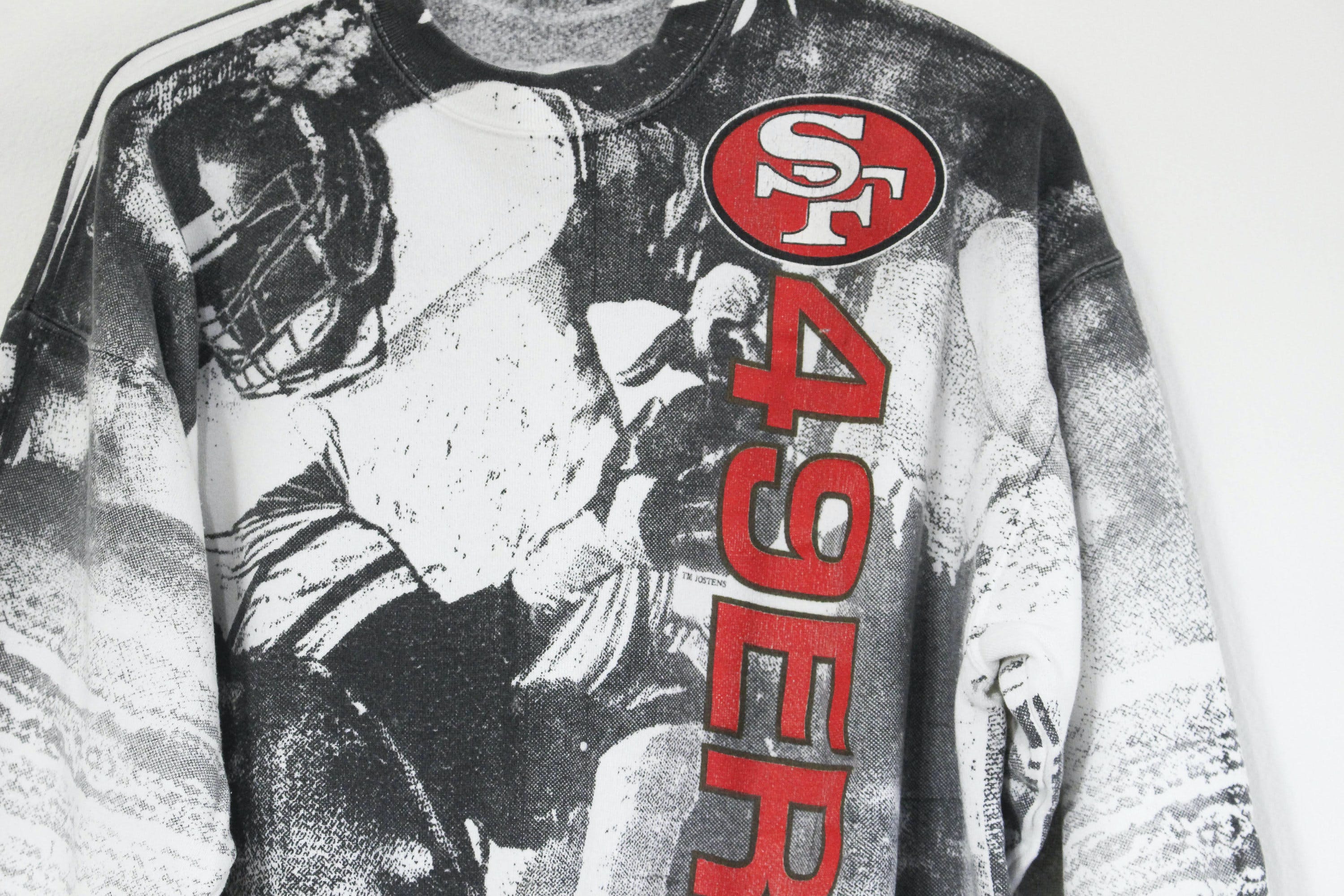 Vintage 90’s White San Francisco 49ers All Over Print Cotton Sweatshirt ...