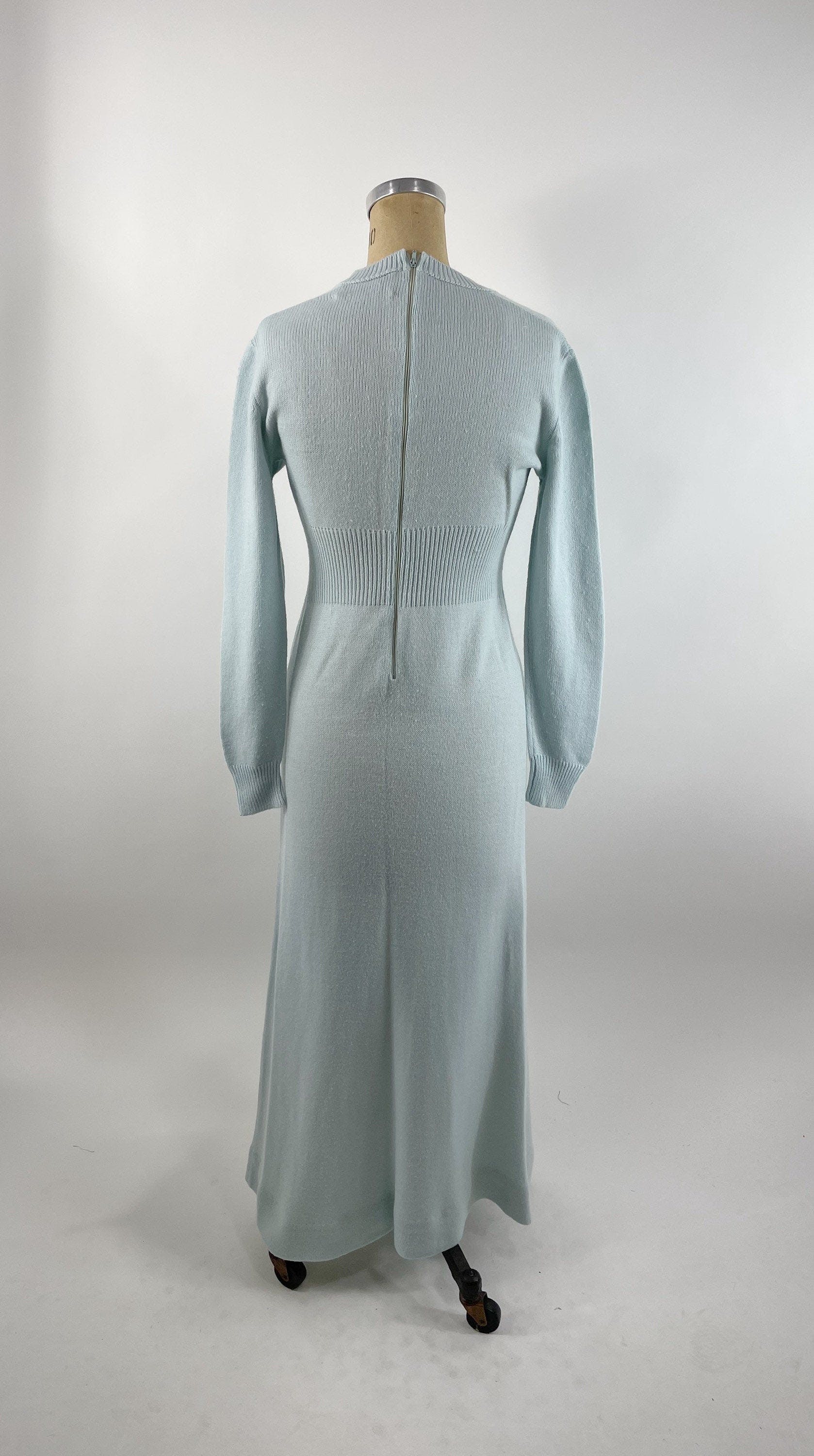 Vintage 70's Baby Blue Button Front Sweater Dress by Francesca for ...