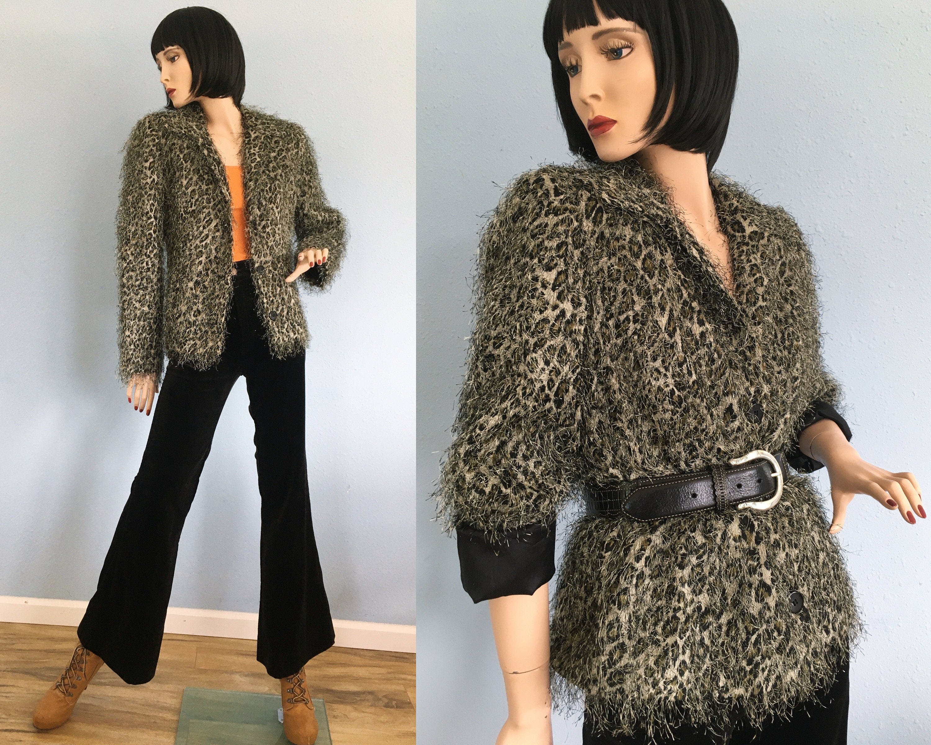 Vintage 90’s Leopard Print Fuzzy Jacket by Town & Travel | Shop THRILLING