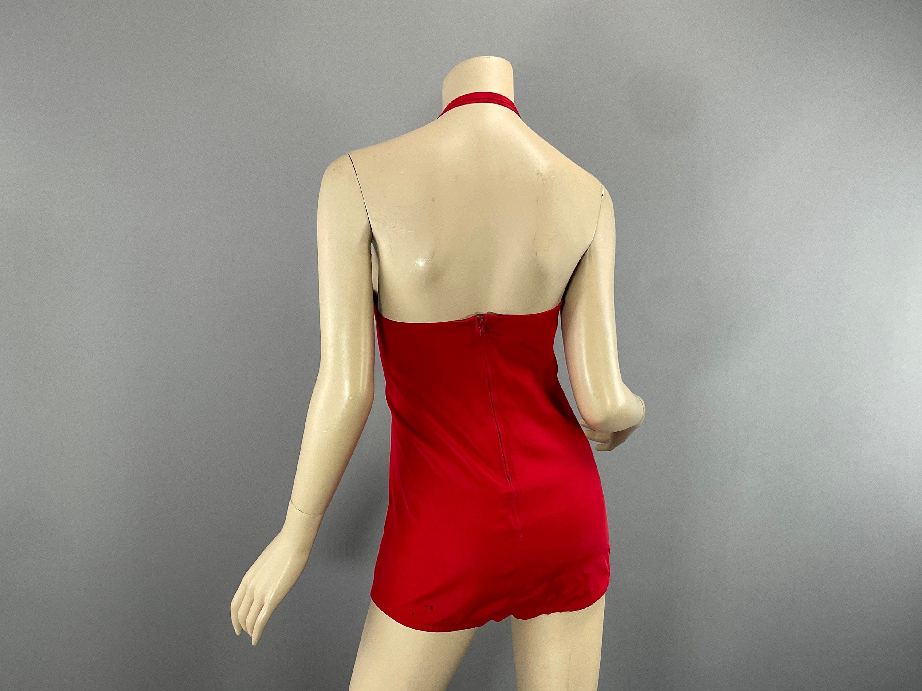 Vintage 50s 50's Red Halter Swimsuit By Control by Swim Togs | Shop ...