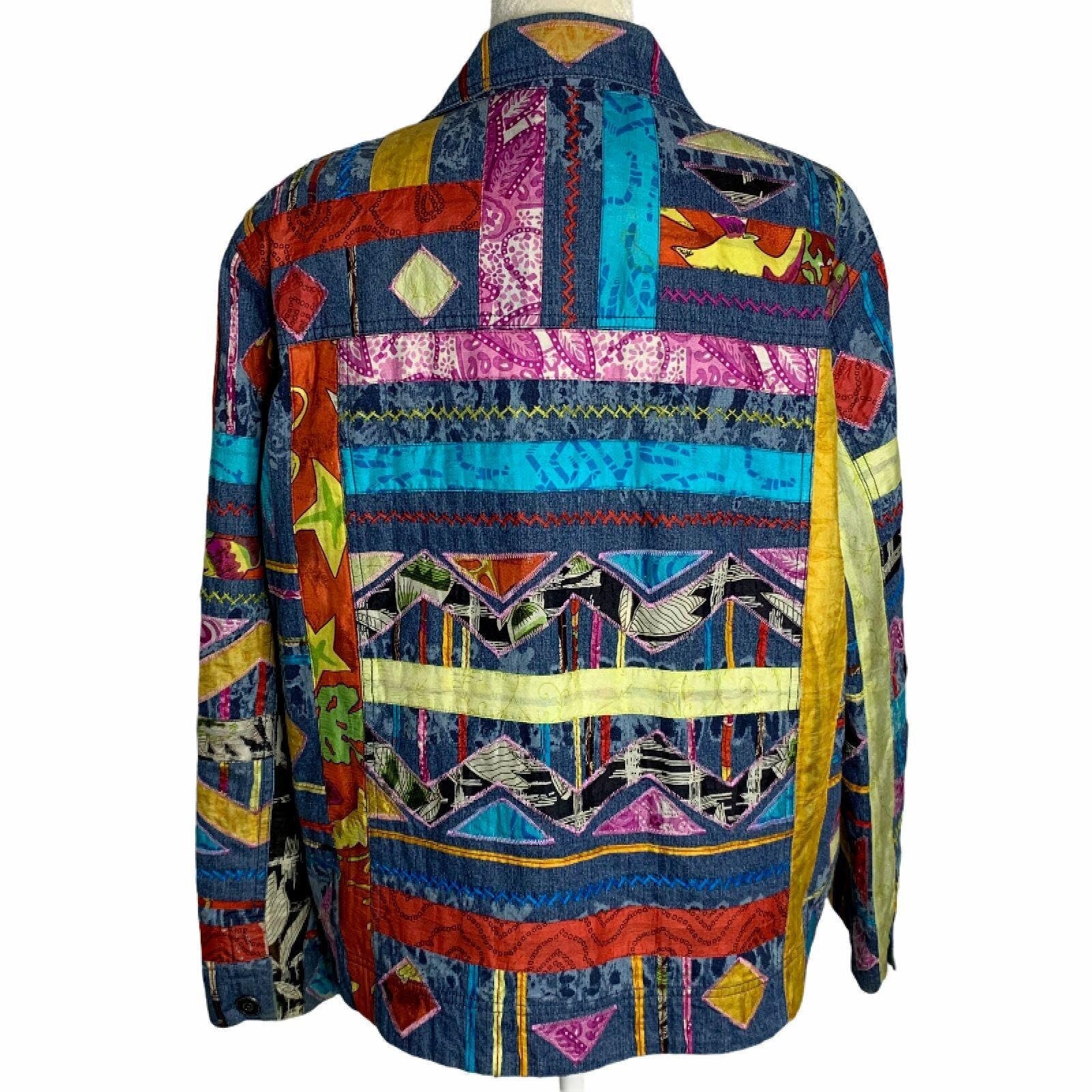 Vintage Multicolor Denim Silk Patchwork Jacket | Shop THRILLING