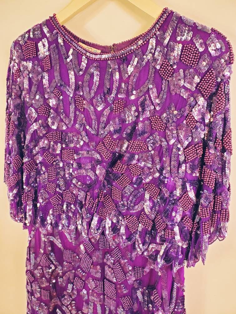Vintage 80’s Purple Beaded Midi Dress by Maple | Shop THRILLING