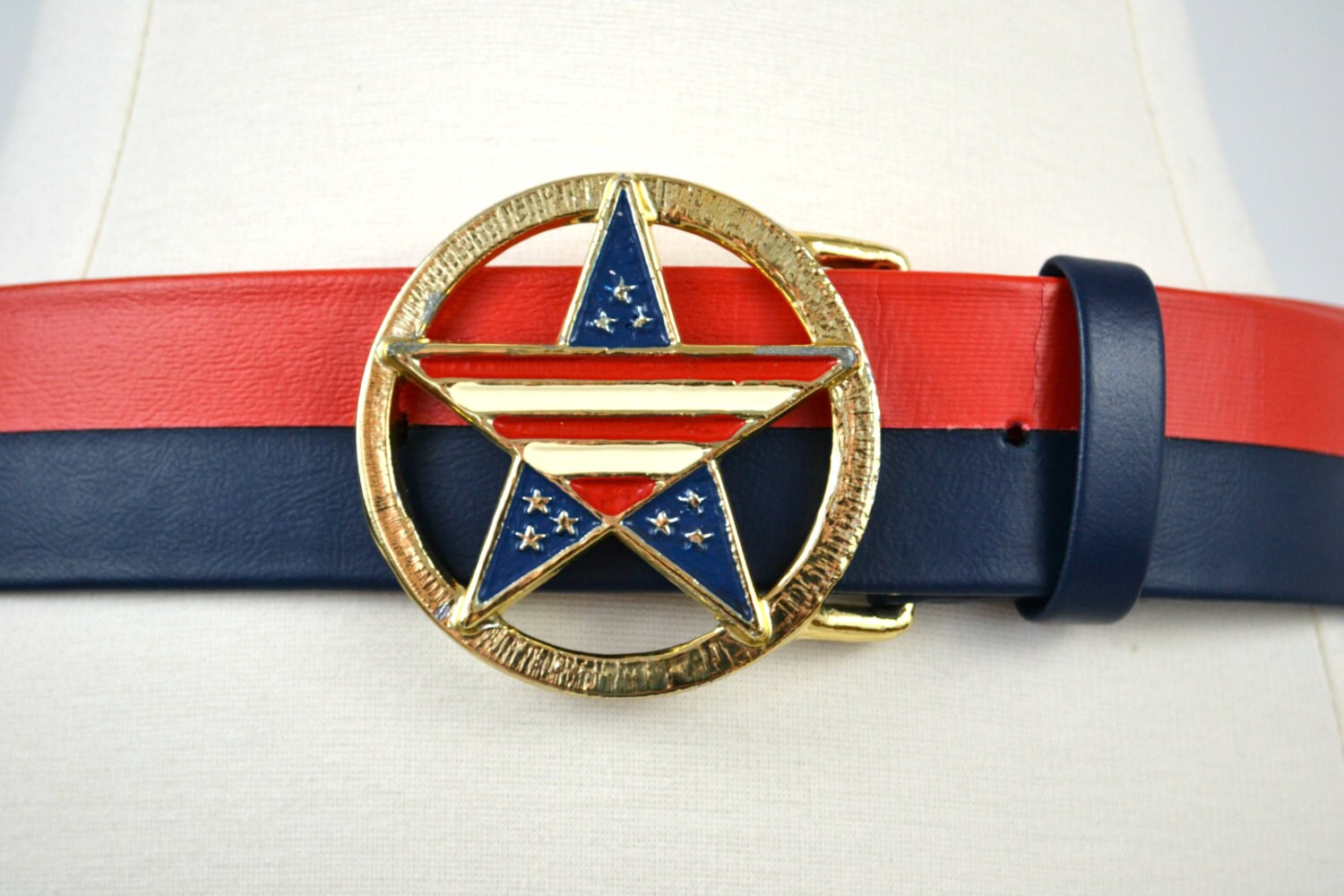 Vintage 80s Red White and Blue Star Belt and Buckle | Shop THRILLING