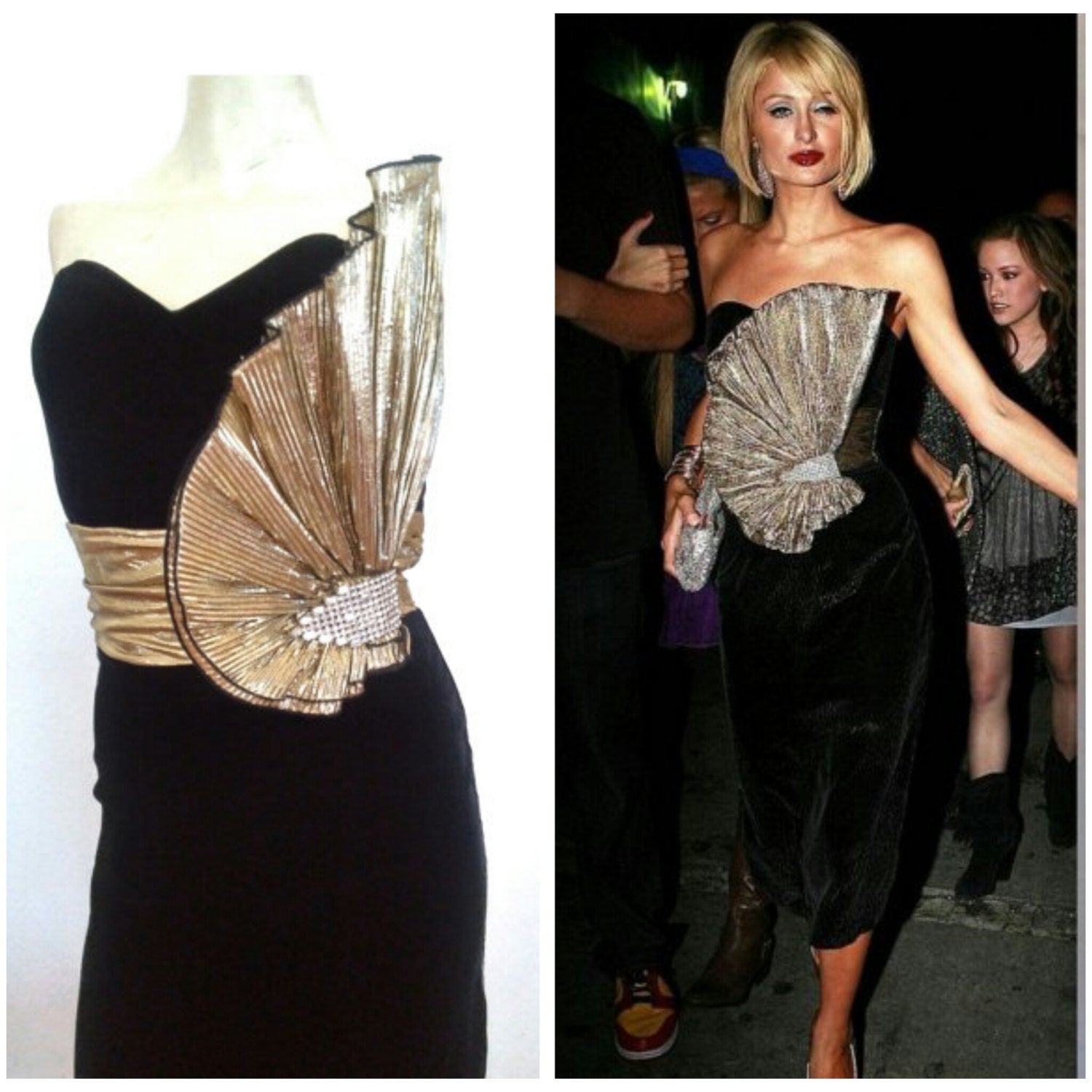 Vintage 80’s Embellished Rhinestone Gold Dress | Shop THRILLING