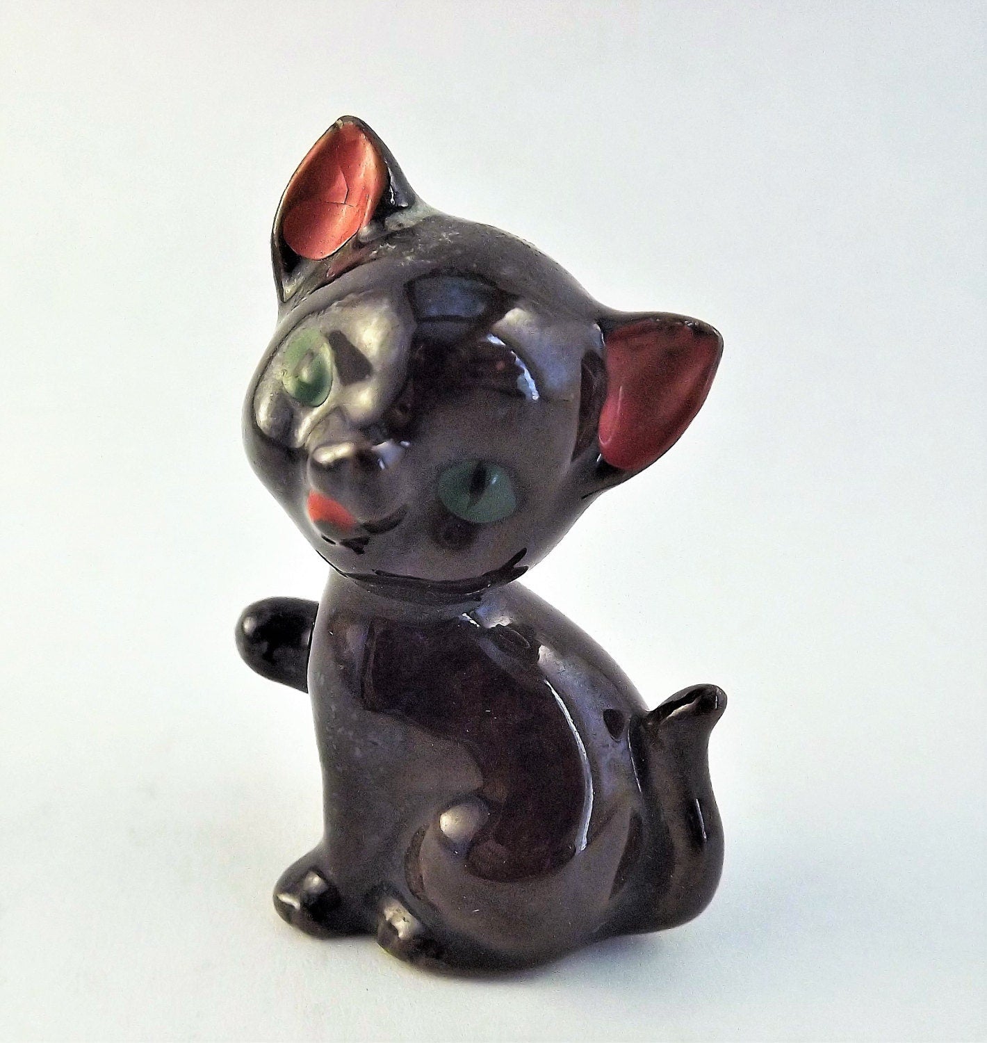 Vintage 60s/70s Brown Redware Ceramic Figurine Cat Animal | Shop THRILLING