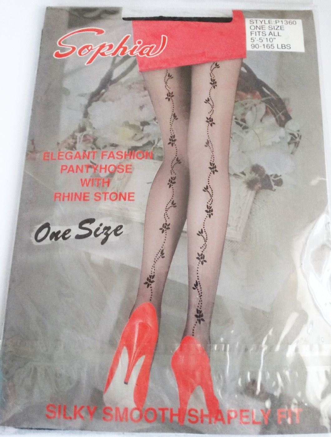 Vintage Deadstock Rhinestone Flocked Seamed Sophia Pantyhose | Shop ...