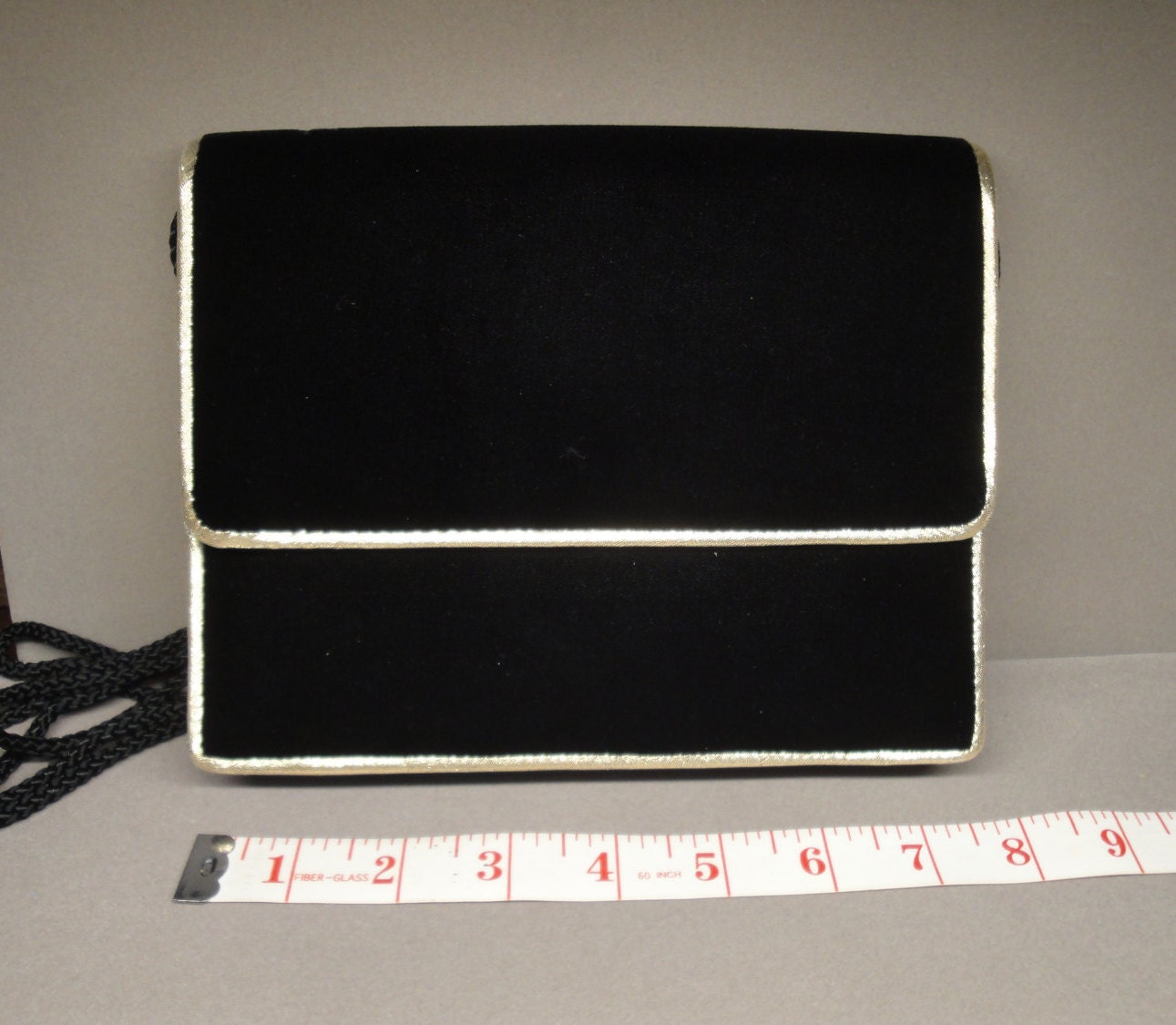 Vintage Talbots Black Velvet Purse with Gold Lame Edges Front Flap From ...