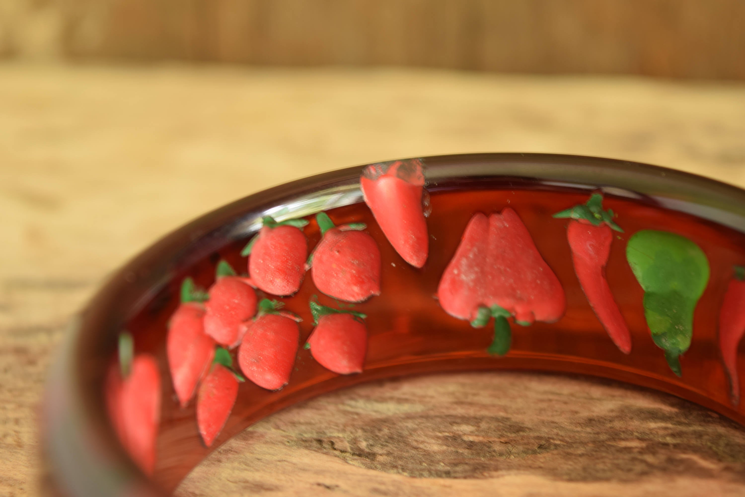 Vintage Prystal Bakelite Reverse Carved and Painted Fruit and ...