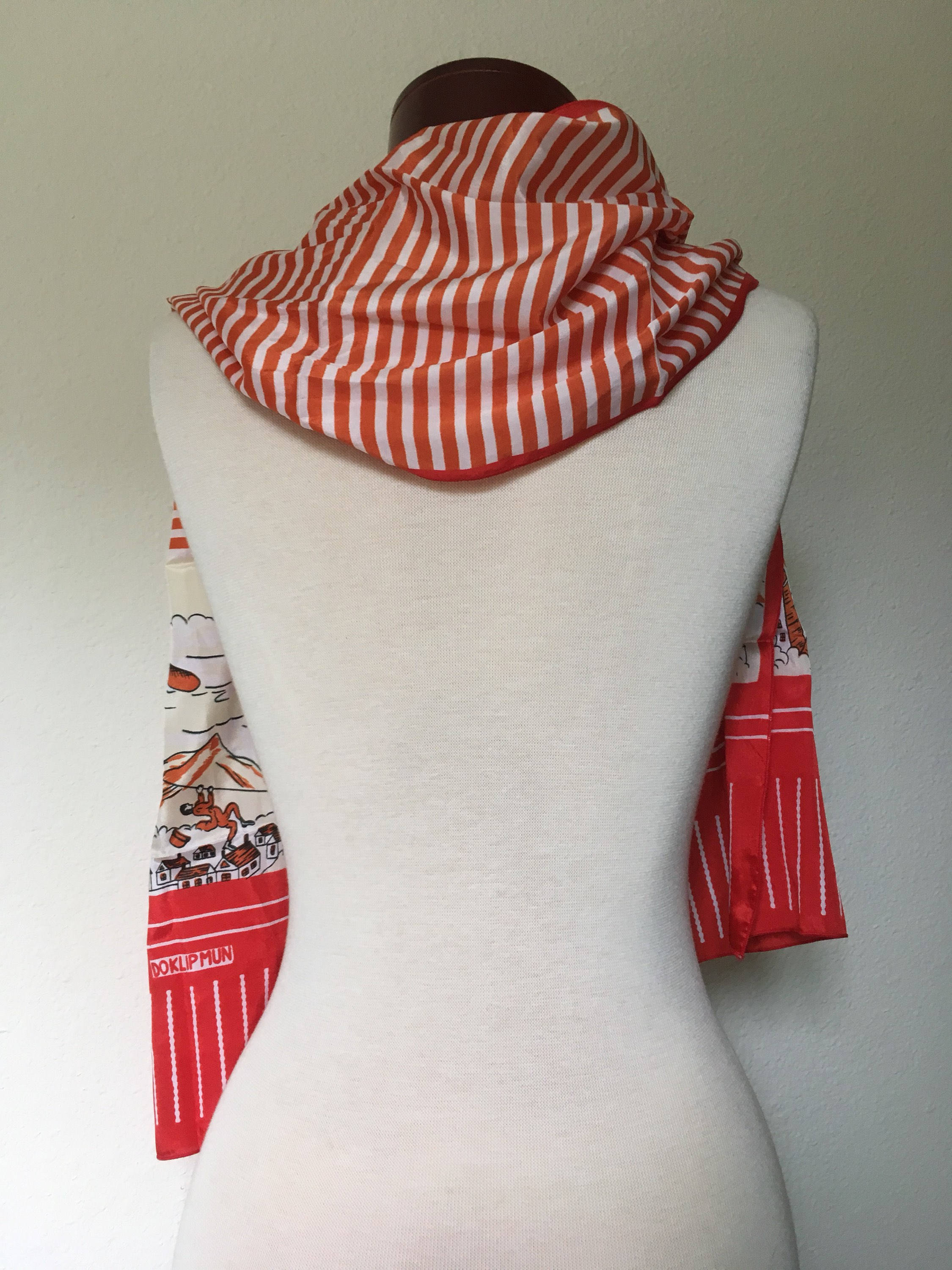 Vintage 50’s Striped Red and White with Printed Silk Scarf | Shop THRILLING