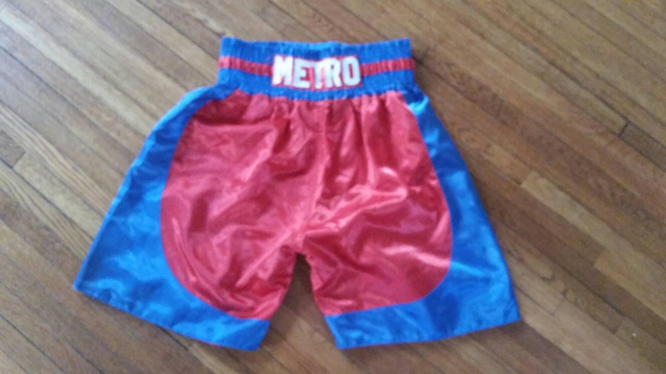 Vintage Men's Red Blue Ringside Satin Boxing Trunks by Metro | Shop ...