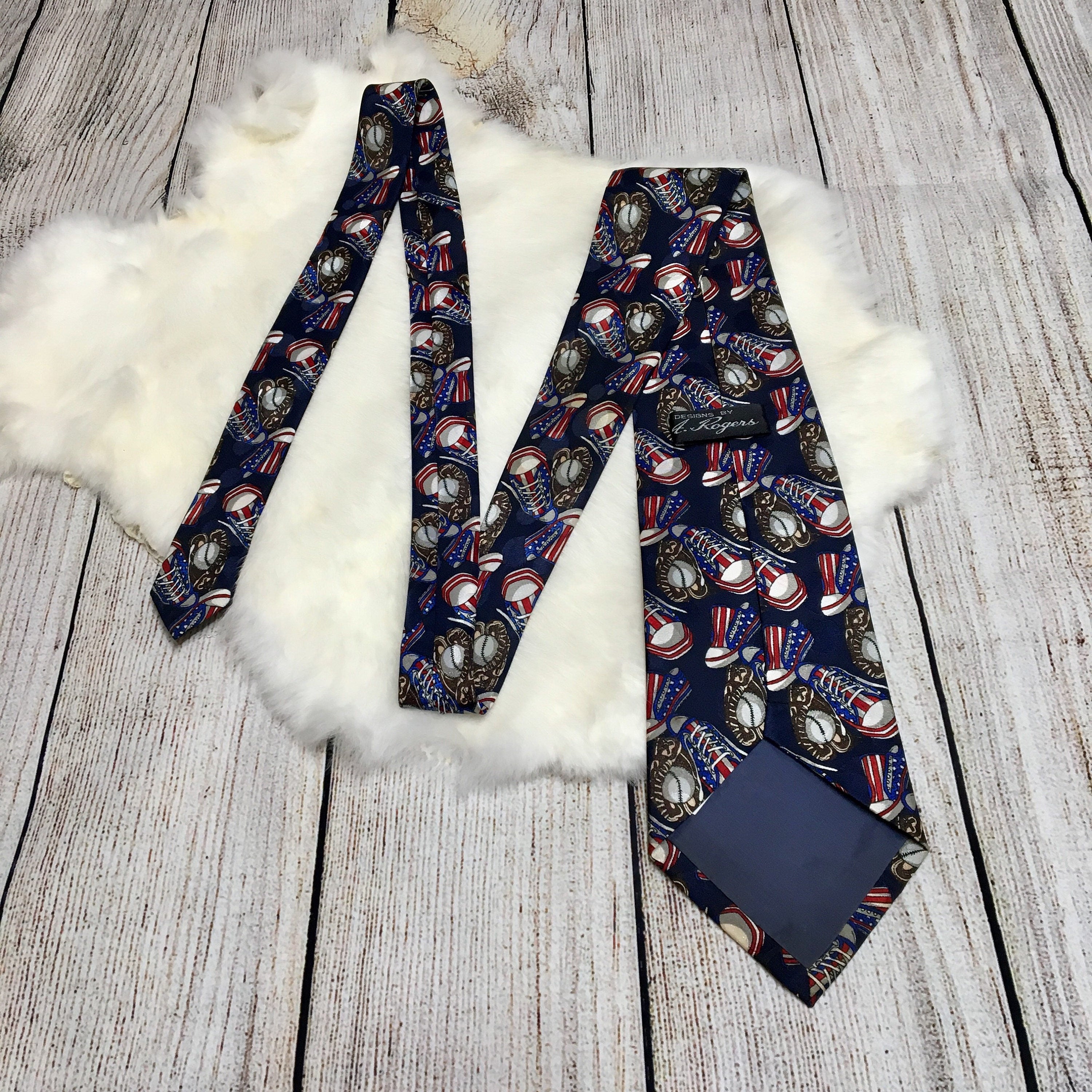 Vintage 90's Patriotic Baseball Tie by Designs by A. Rogers | Shop ...