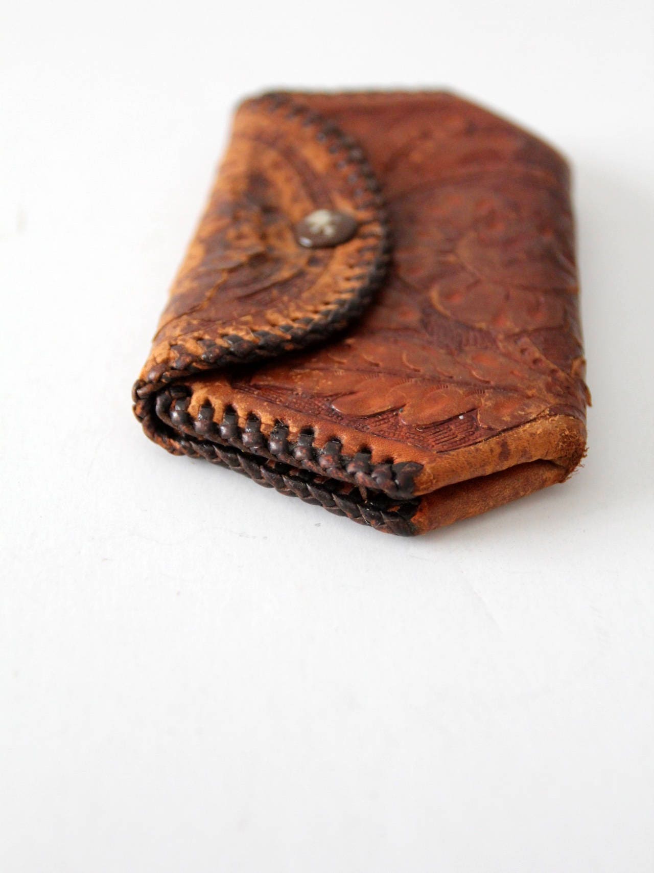 Vintage Tooled Leather Coin Purse Hand-Crafted Leather Pouch | Shop ...