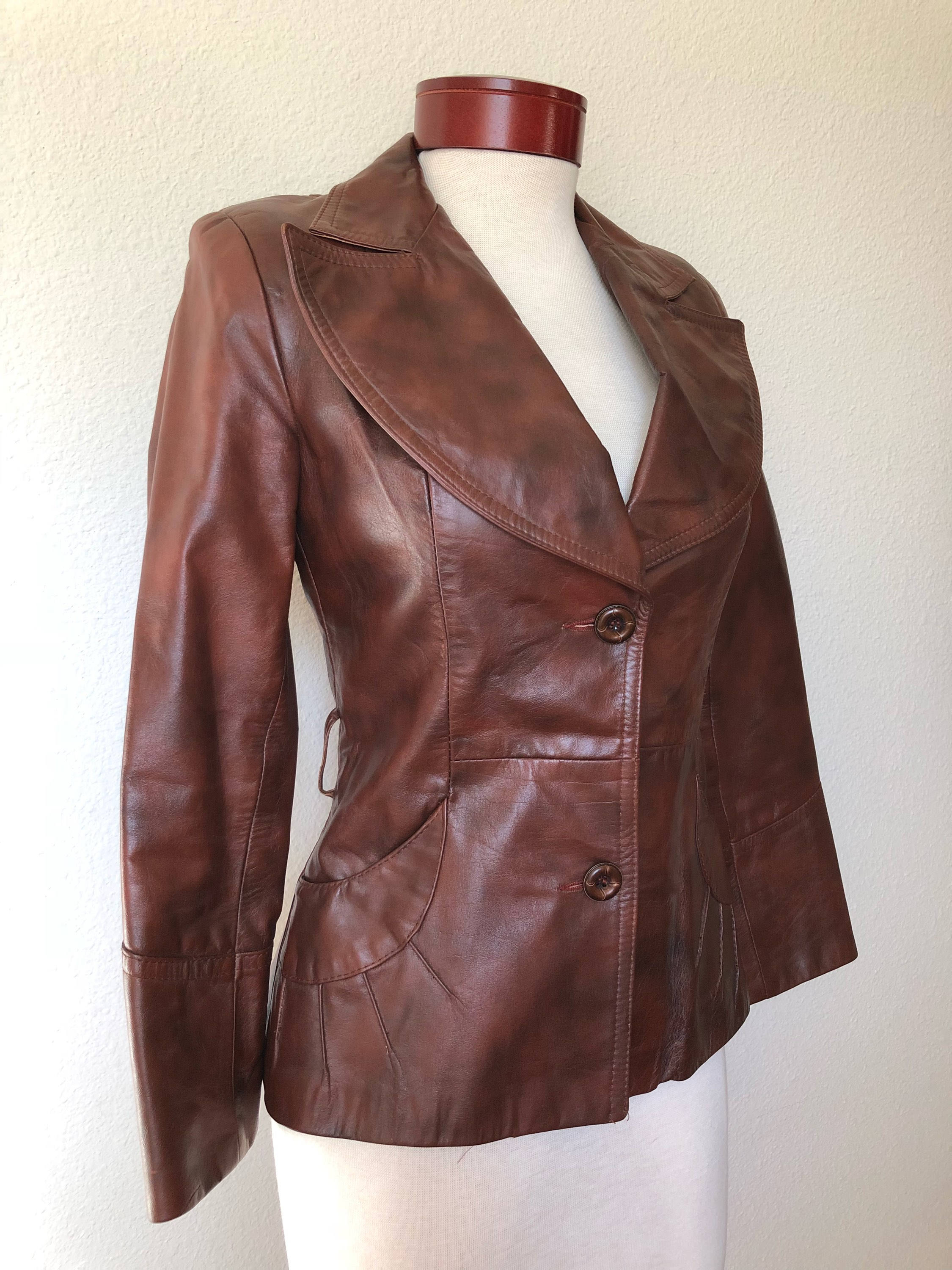 Vintage 70’s Brown Leather Jacket by Gassy Jack Designed by Gabriel ...