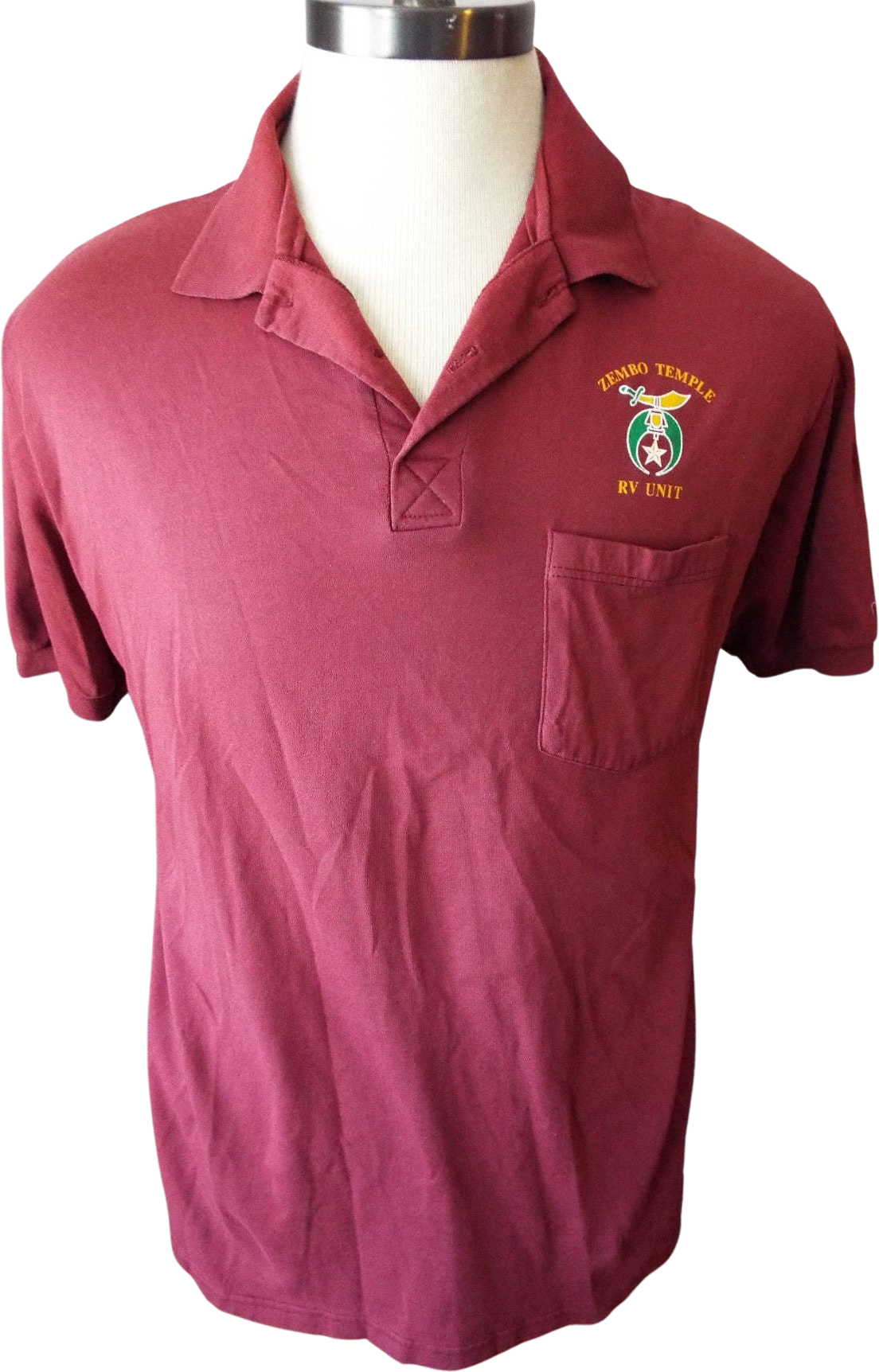 Vintage Maroon Short Sleeve Zembo Temple Polo Shirt by Hanes | Shop ...