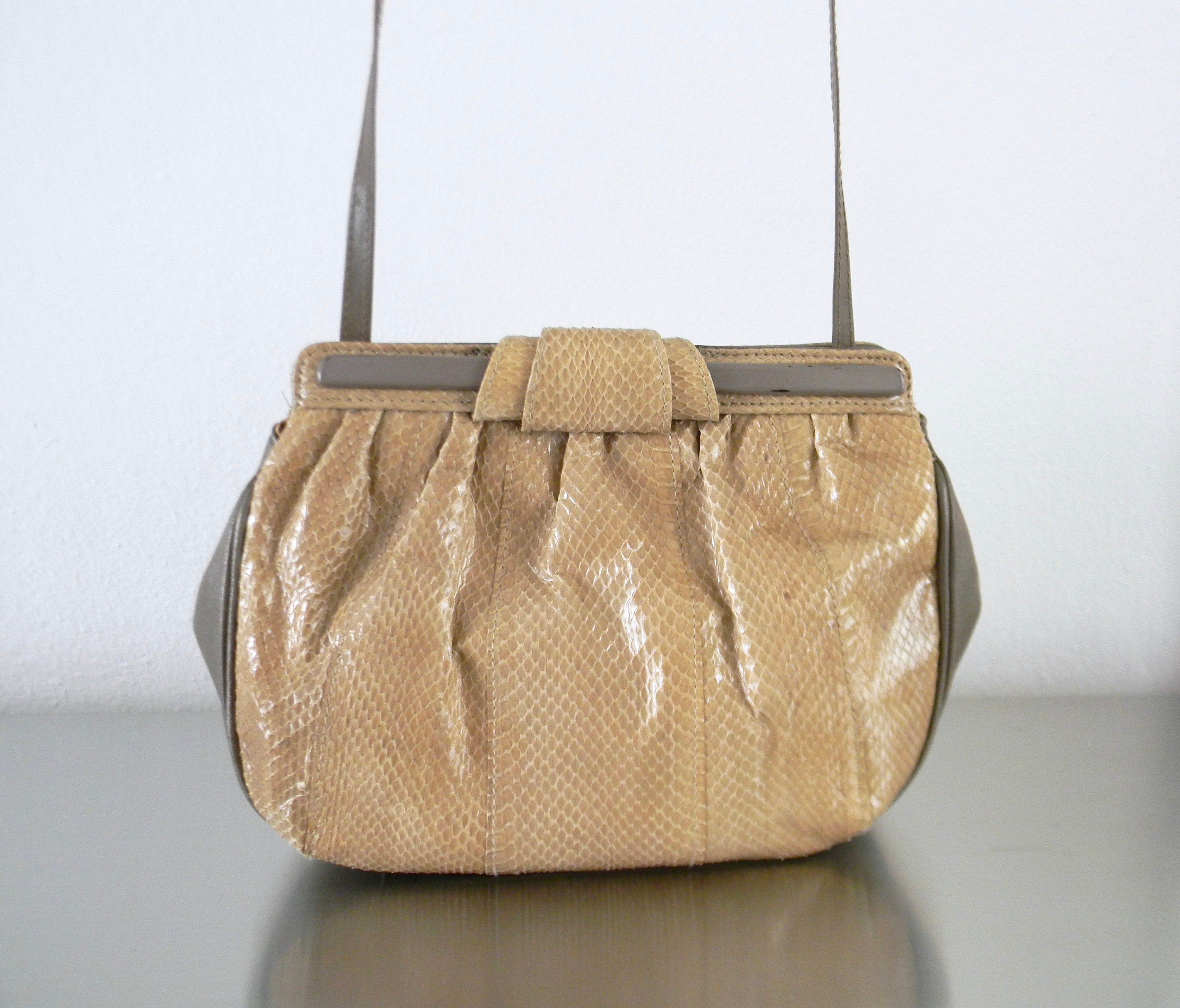 Vintage 70's Tan And Taupe Lizard Skin Purse | Shop THRILLING