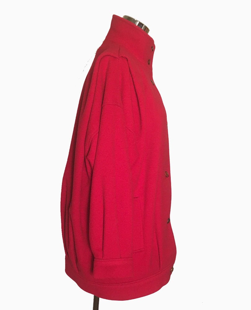 Vintage 70's Red Wool Cuffed Sleeve Coat | Shop THRILLING