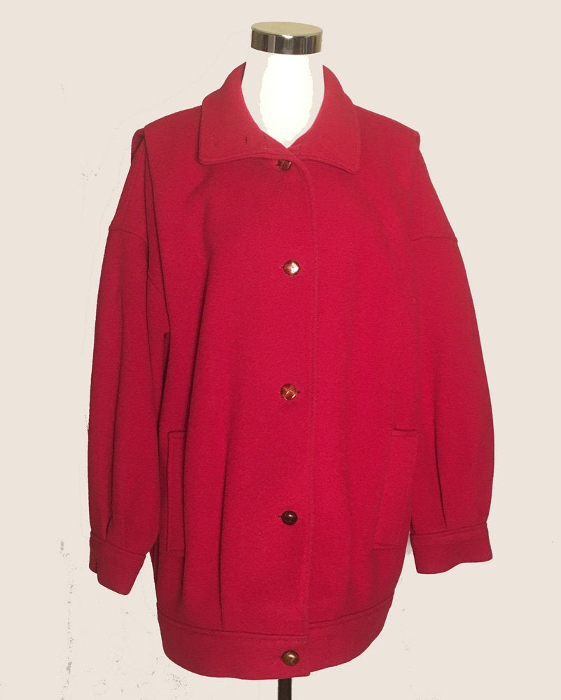 Vintage 70's Red Wool Cuffed Sleeve Coat | Shop THRILLING