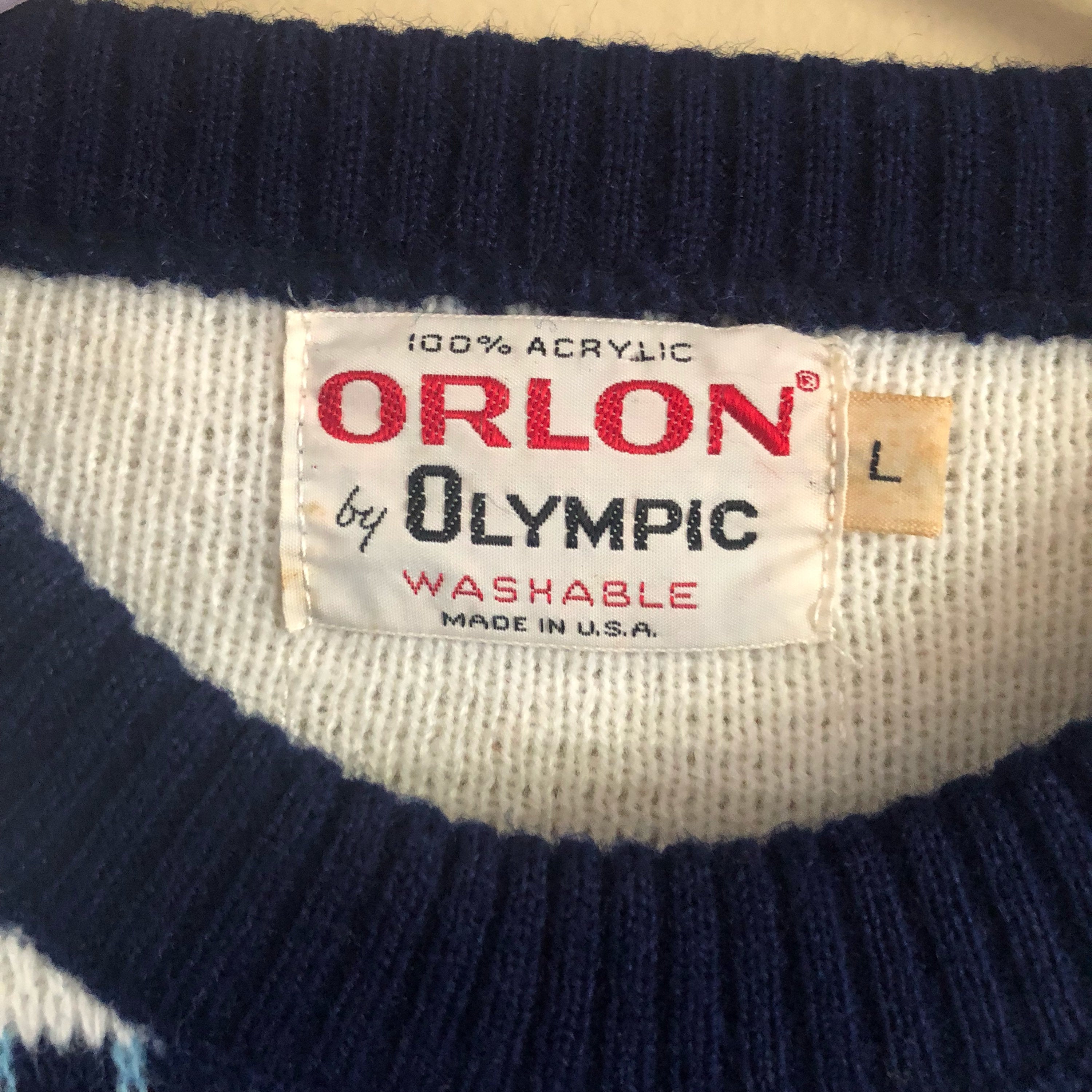 Vintage Blue and White Acrylic Sweater by Orlon by Olympic | Shop THRILLING