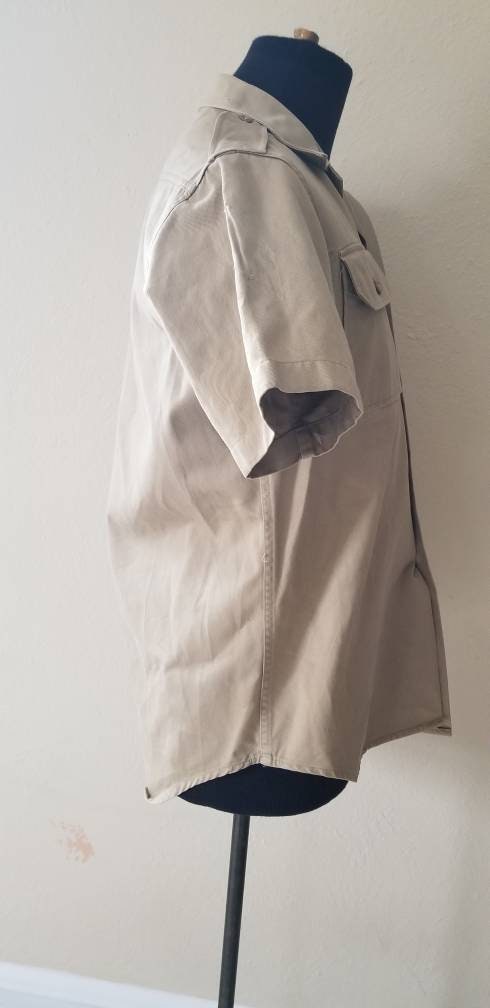 Vintage Tan Beige Military Uniform Mens Shirt | Shop THRILLING