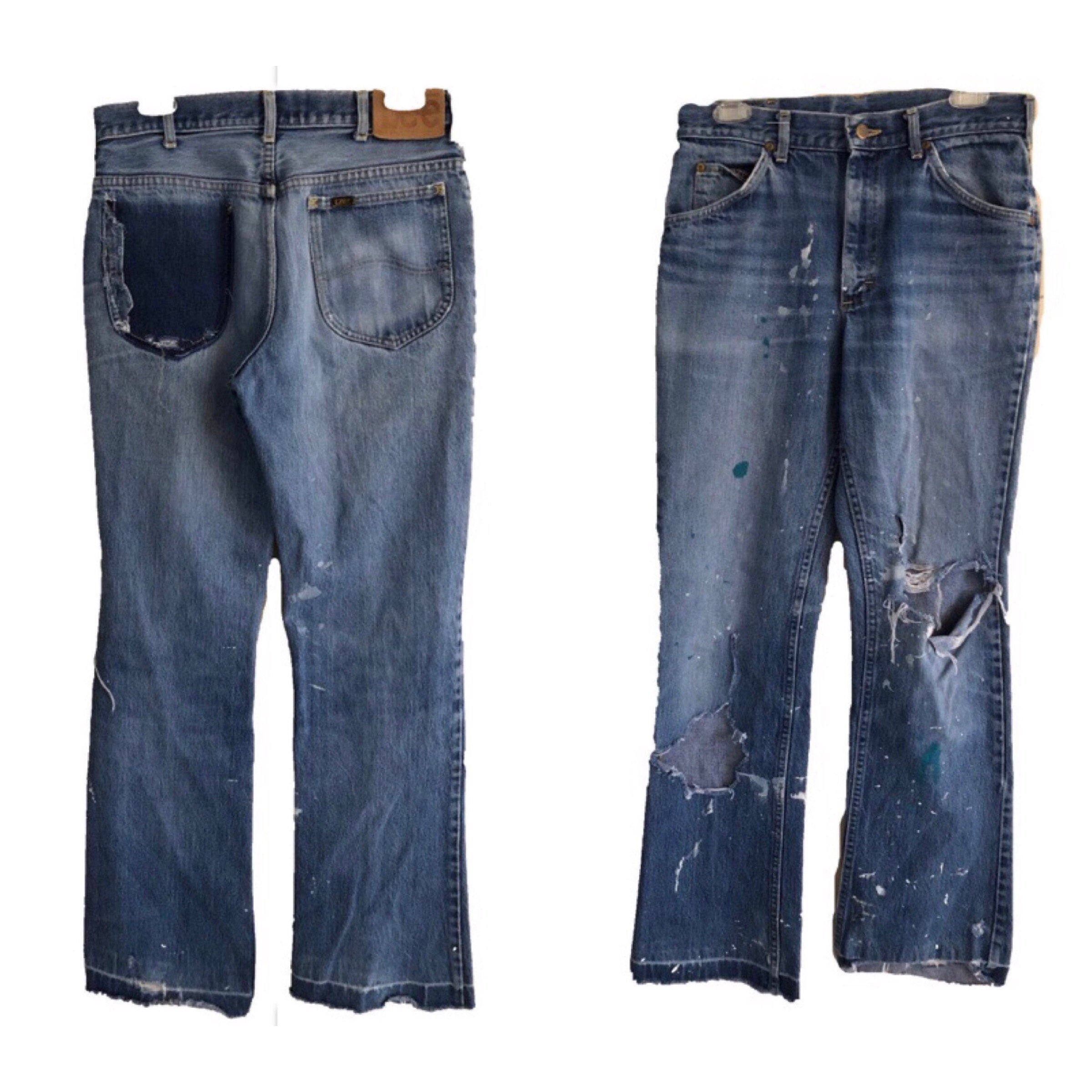 Vintage Ripped Knees Missing Pocket Tattered Jeans by Lee | Shop THRILLING