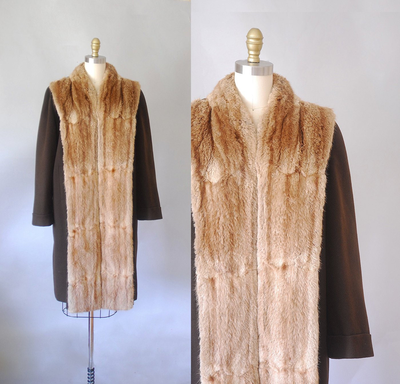 Vintage High Sierra Wool Fur 40s Old Hollywood Fur Collar Wool Coat ...