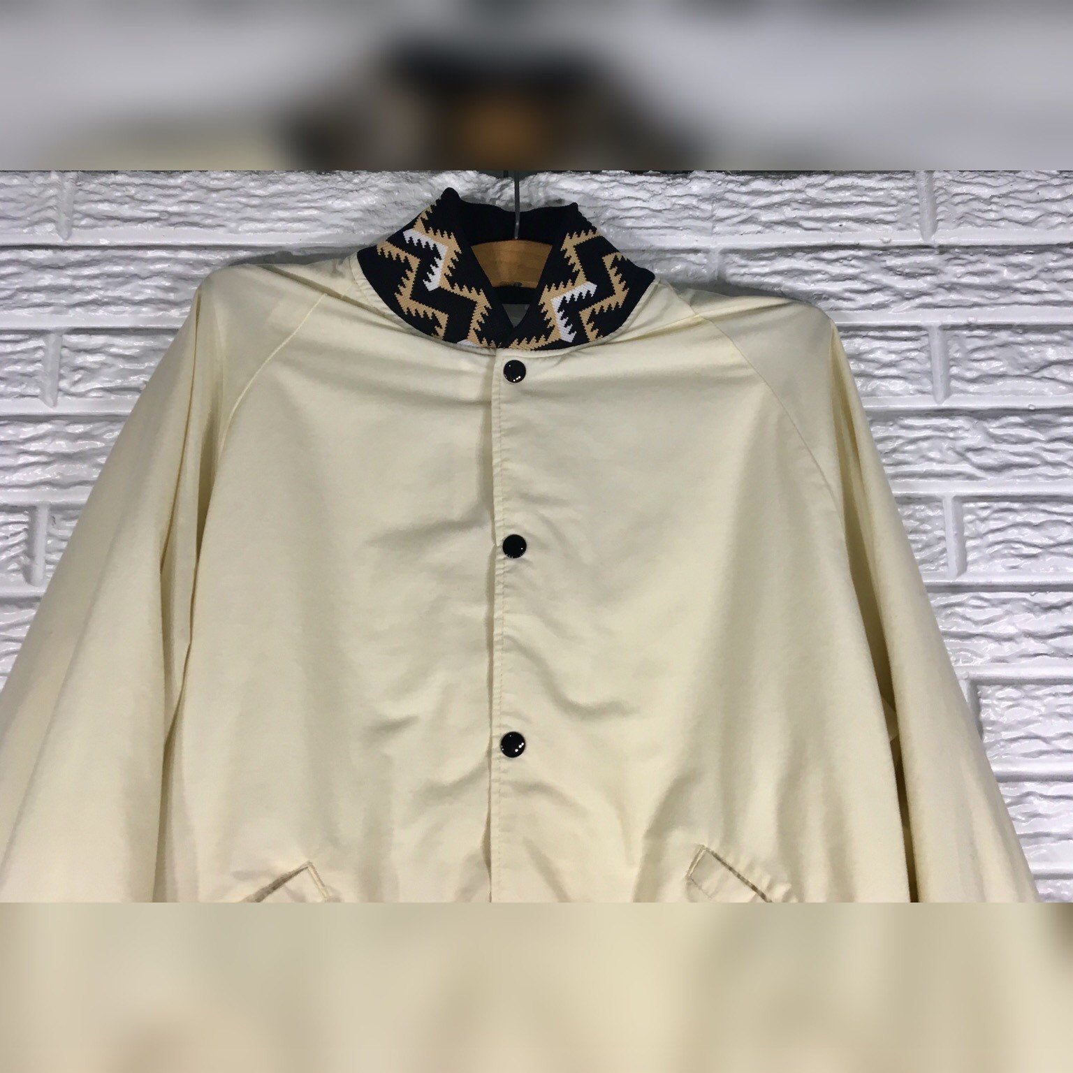 Vintage 80's Cream with Brown Chevron Trim Jacket by Stitch'n Nitch ...