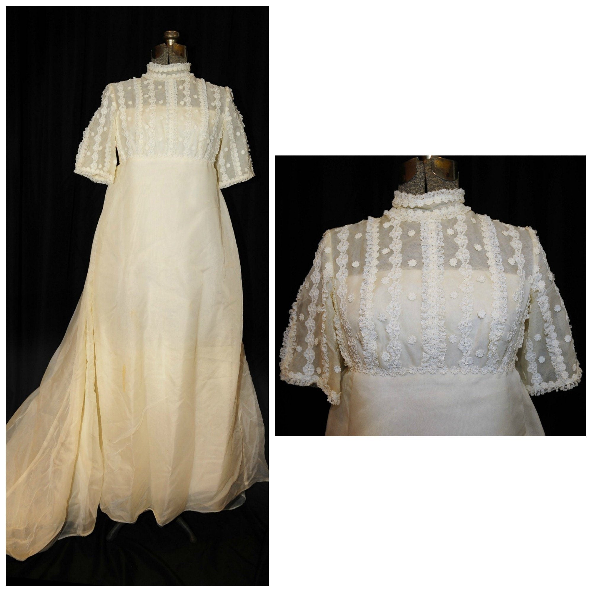 Vintage Vtg 60s Miss Betsy Bridal Wedding Gown Size Small Floral ...