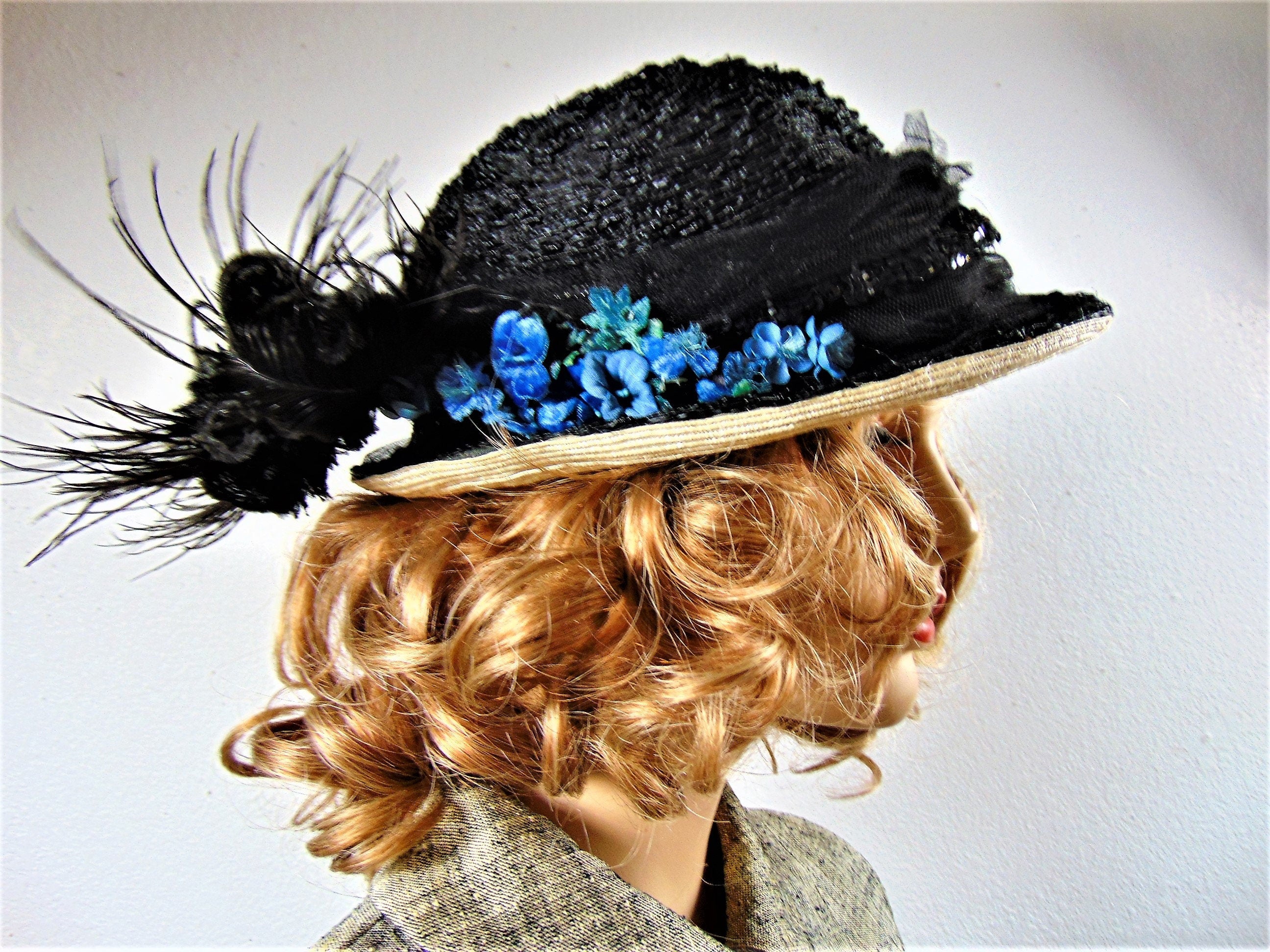Vintage Edwardian Stunning Victorian Horsehair Edwardian Cloche' Hat By ...