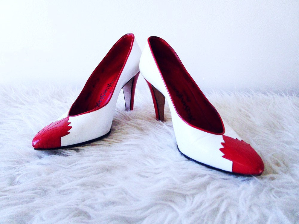 Vintage 50’s Italian Leather Red and White Spectator Heels by Yves ...