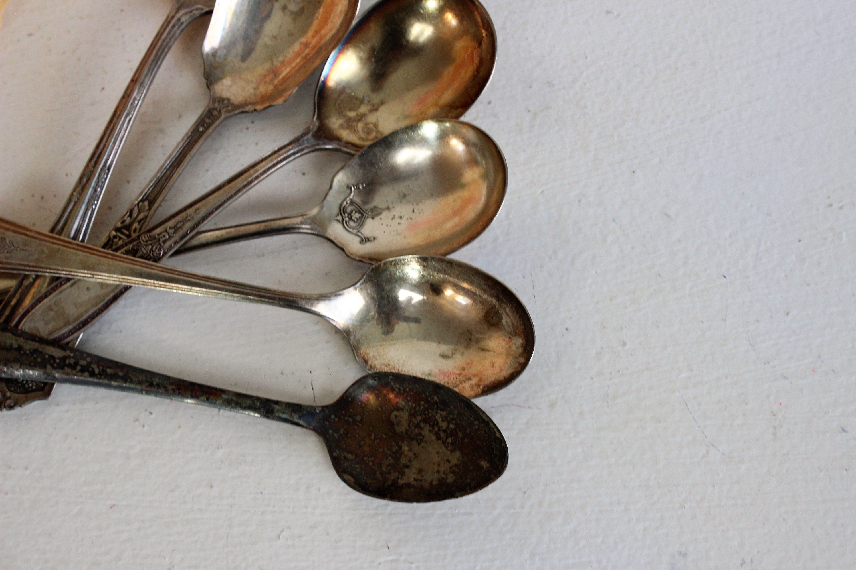 Vintage Silver Plate Spoon Set of Six Various Patterns and Makers ...