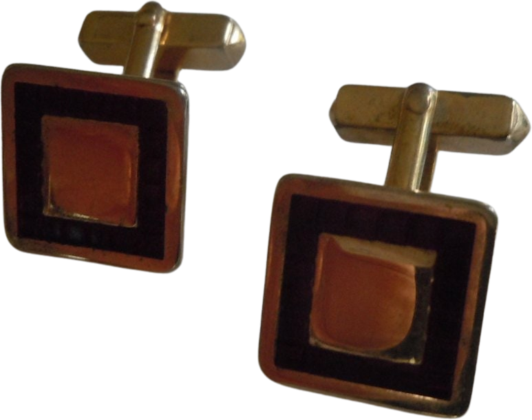 Vintage Swank 30s Gold and Ruby Glass Cuff Links by Swank | Shop THRILLING