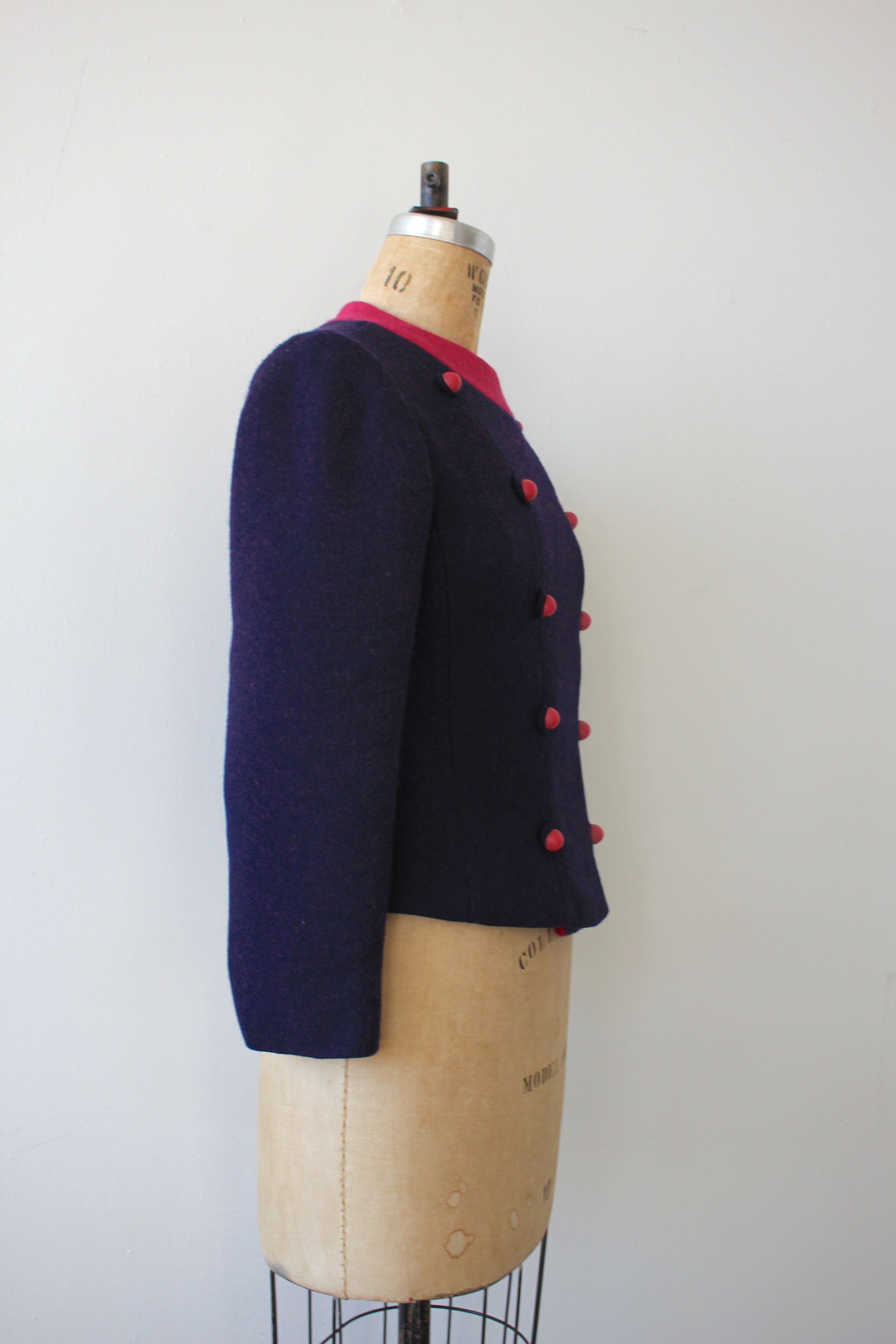 Vintage 60's Double Breasted Purple Wool Suit Jacket by Jacques Heim ...