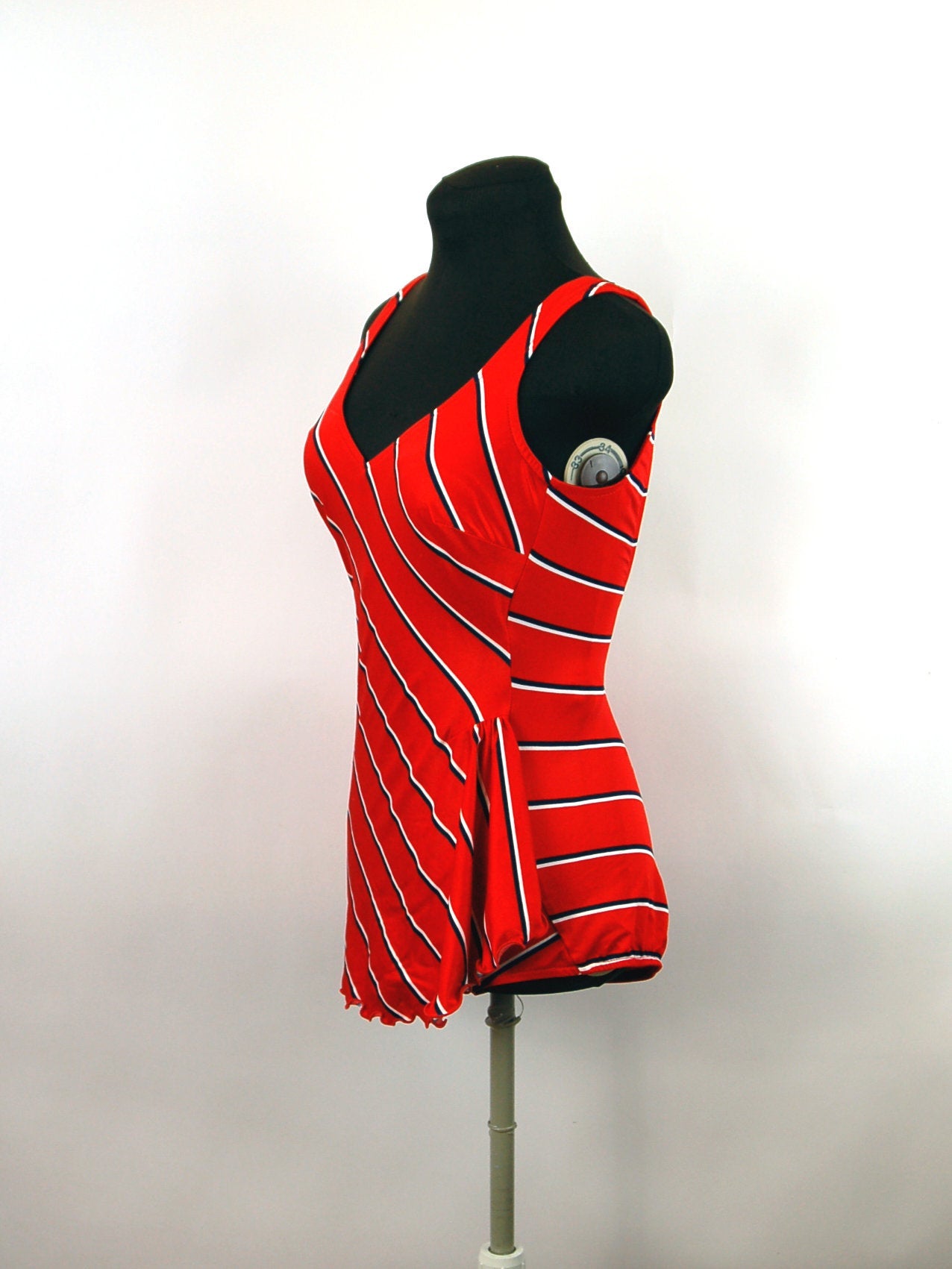 Vintage 70's Striped Red Skirted Bathing Suit by Teen-Age Beachwear ...