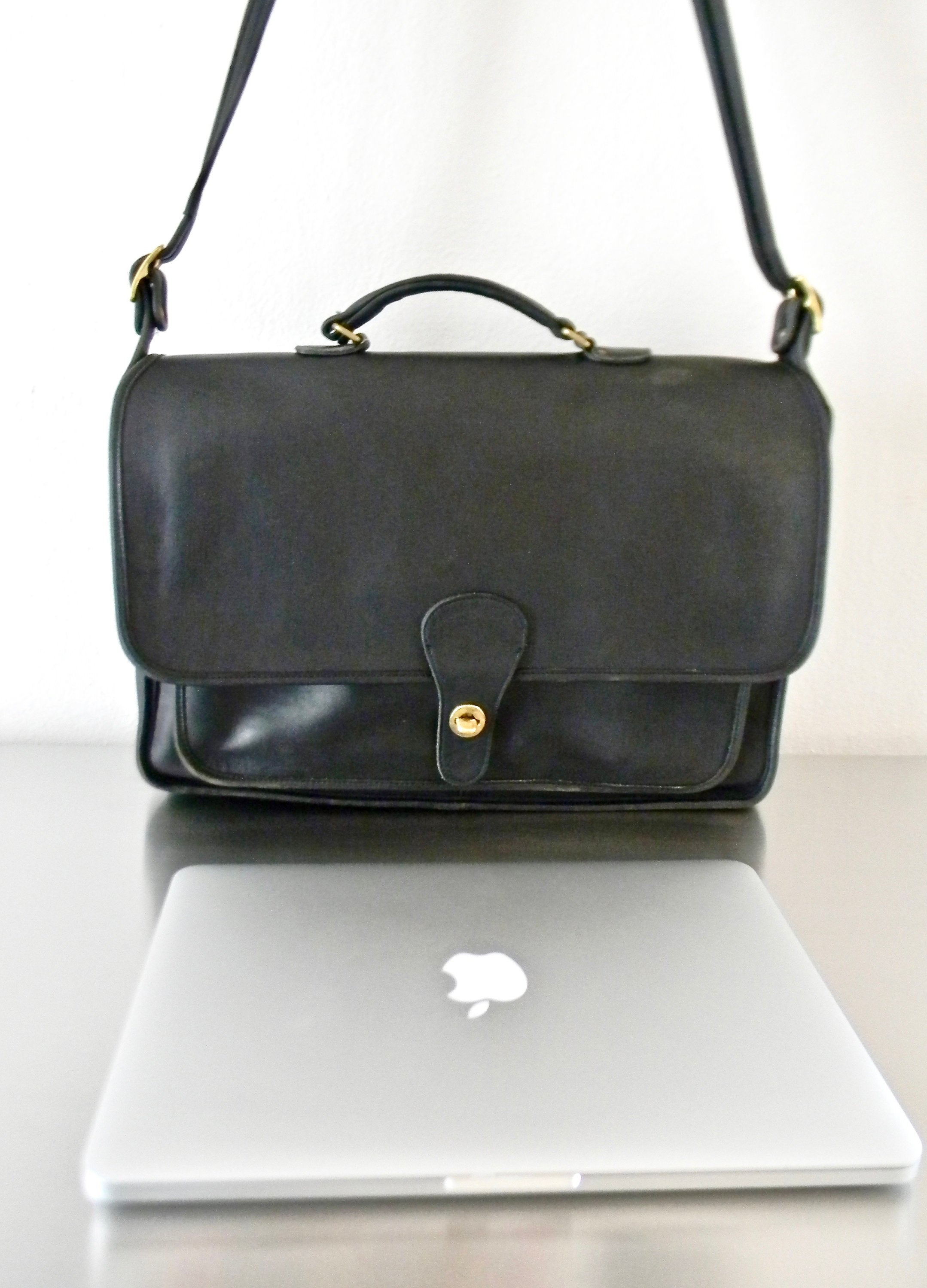 Vintage 90's Black Leather Metropolitan Briefcase Bag by Coach | Shop ...