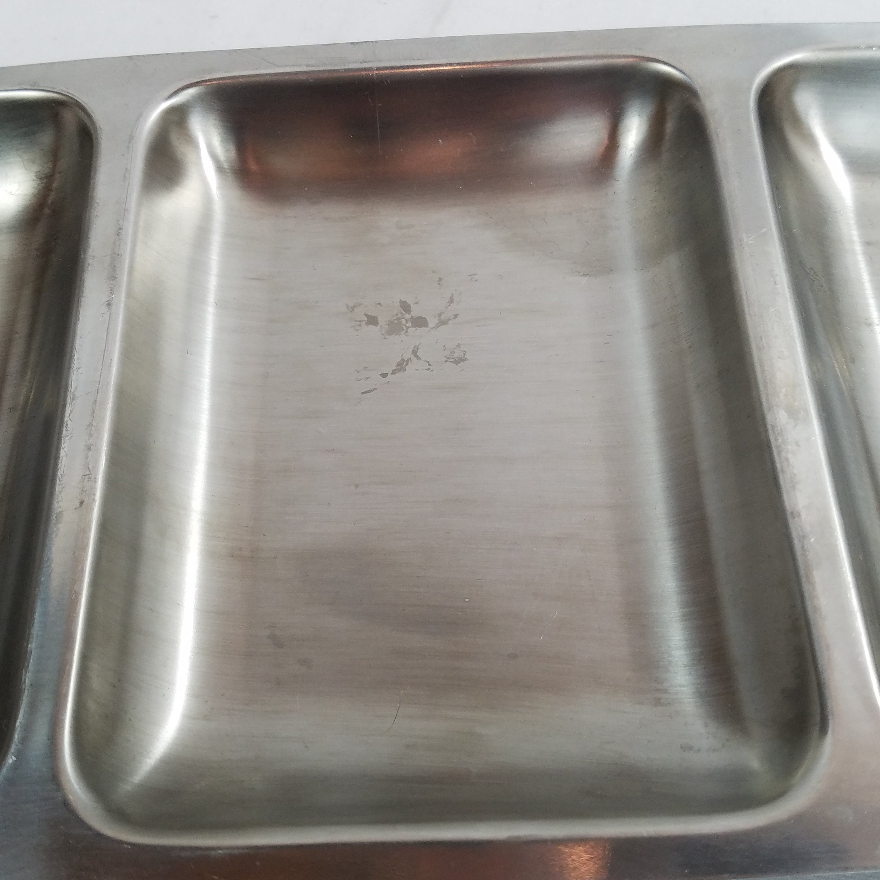 Vintage Divided Condiment Serving Tray with Wooden Handles 18/stainless ...