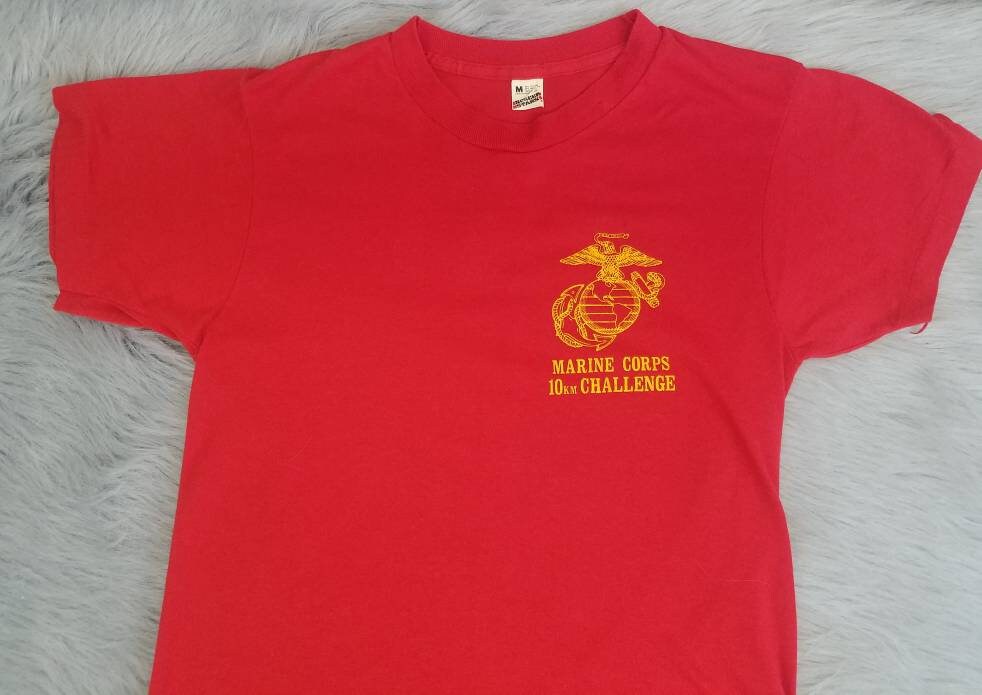 Vintage 80s Marine Corps 10k Marathon T-Shirt Marines Single Stitch Me ...