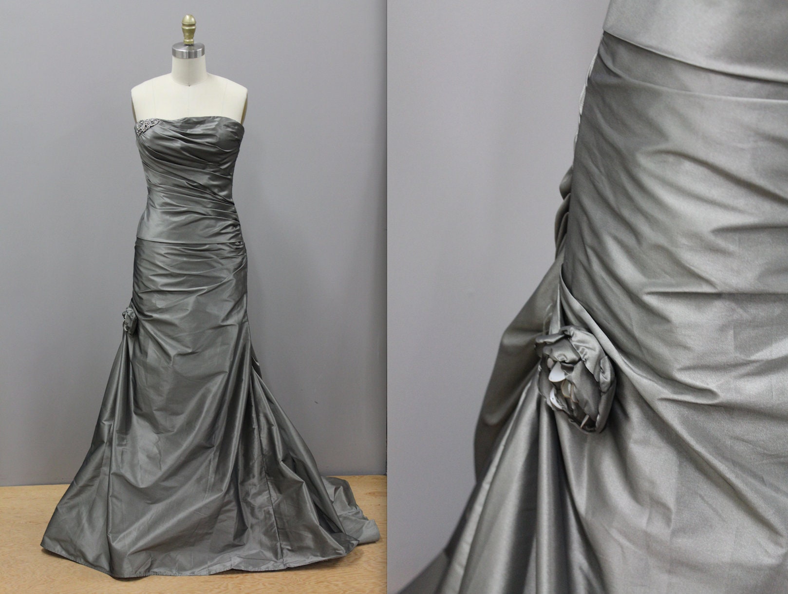 Vintage 90s Metallic Silver Prom Dress by Love | Shop THRILLING