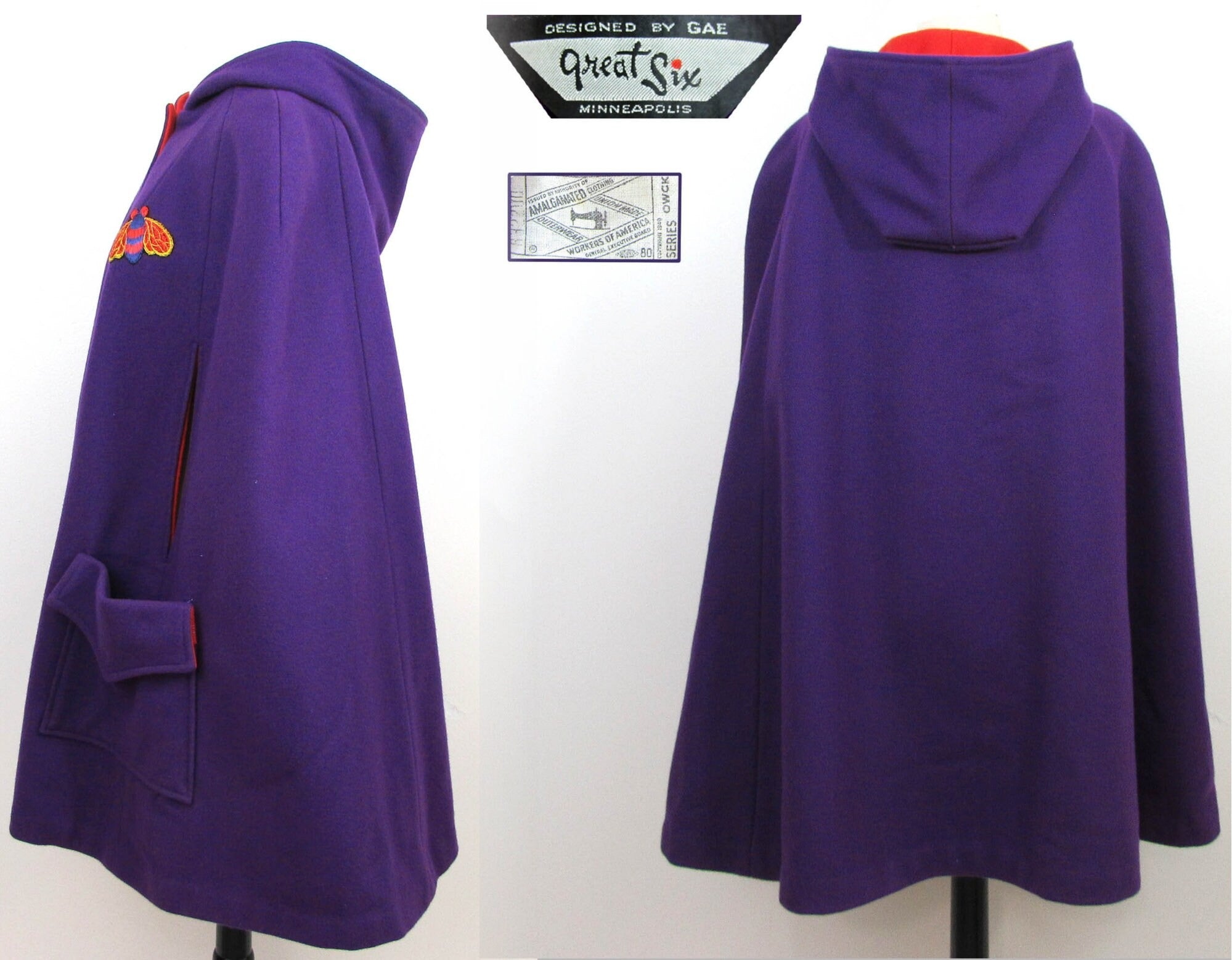 Vintage Red Purple Designed Reversible Cape by Gae | Shop THRILLING