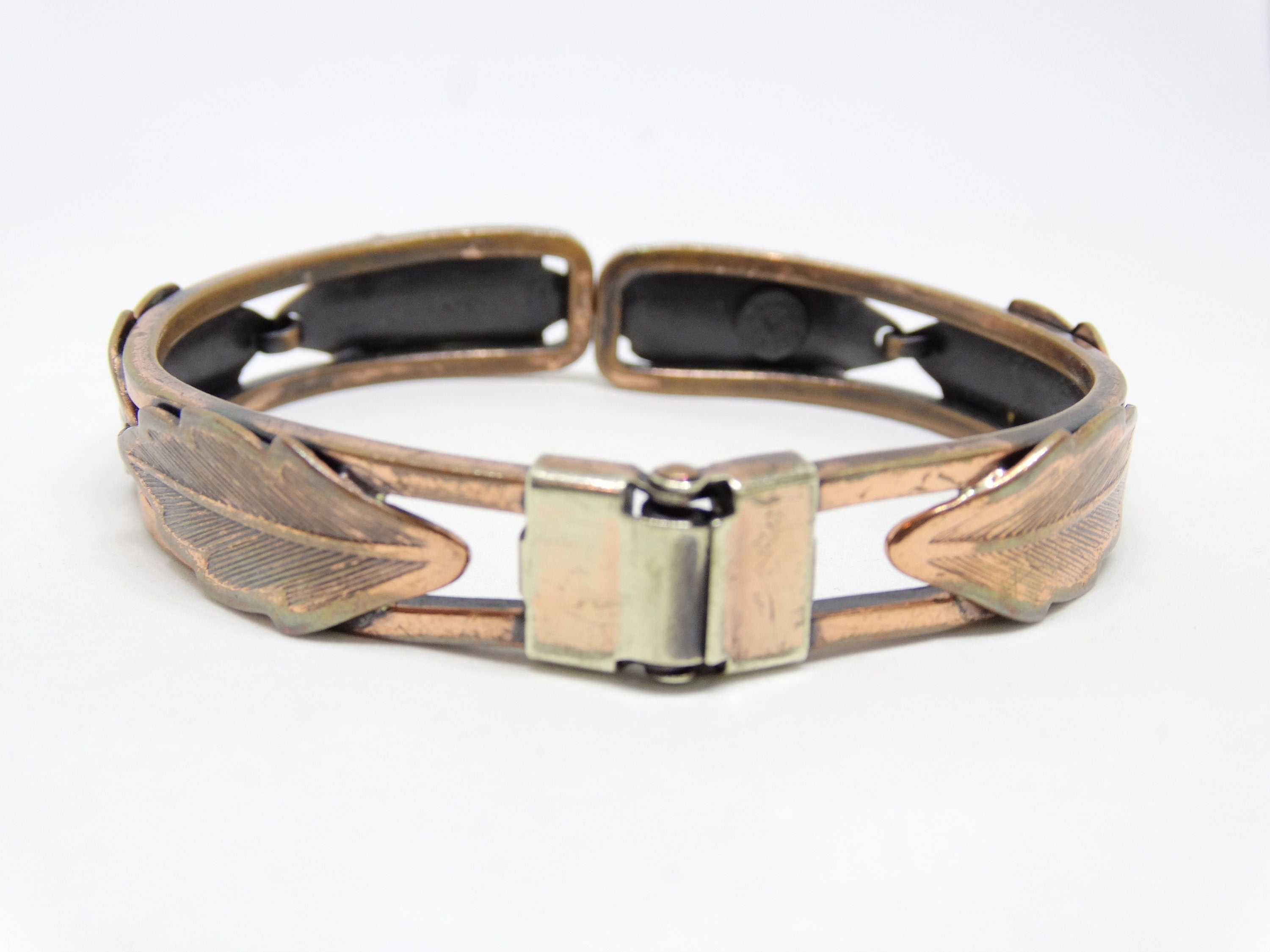 Vintage 60s Bell Copper Clamper Leaf Bracelet | Shop THRILLING
