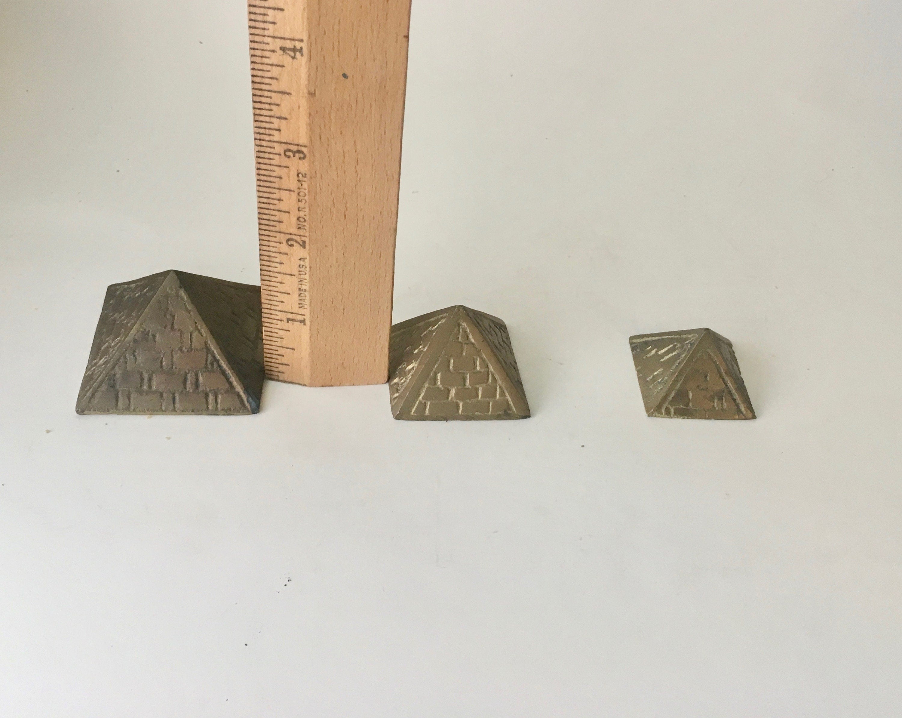Vintage Set of 3 Mini Brass Pyramids | Shop THRILLING