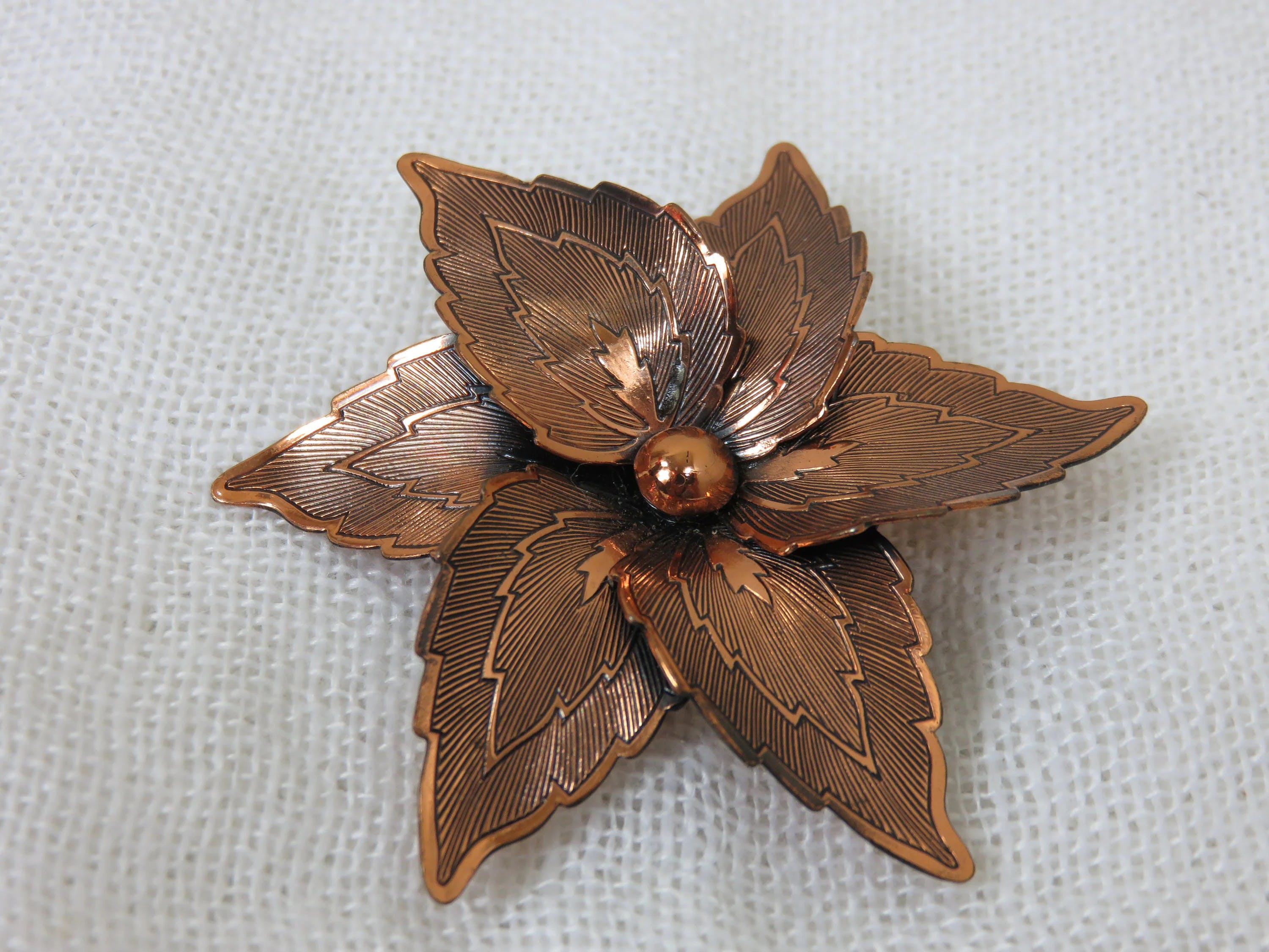Vintage 50’s Etched Copper Pinwheel Flower Brooch Pin | Shop THRILLING