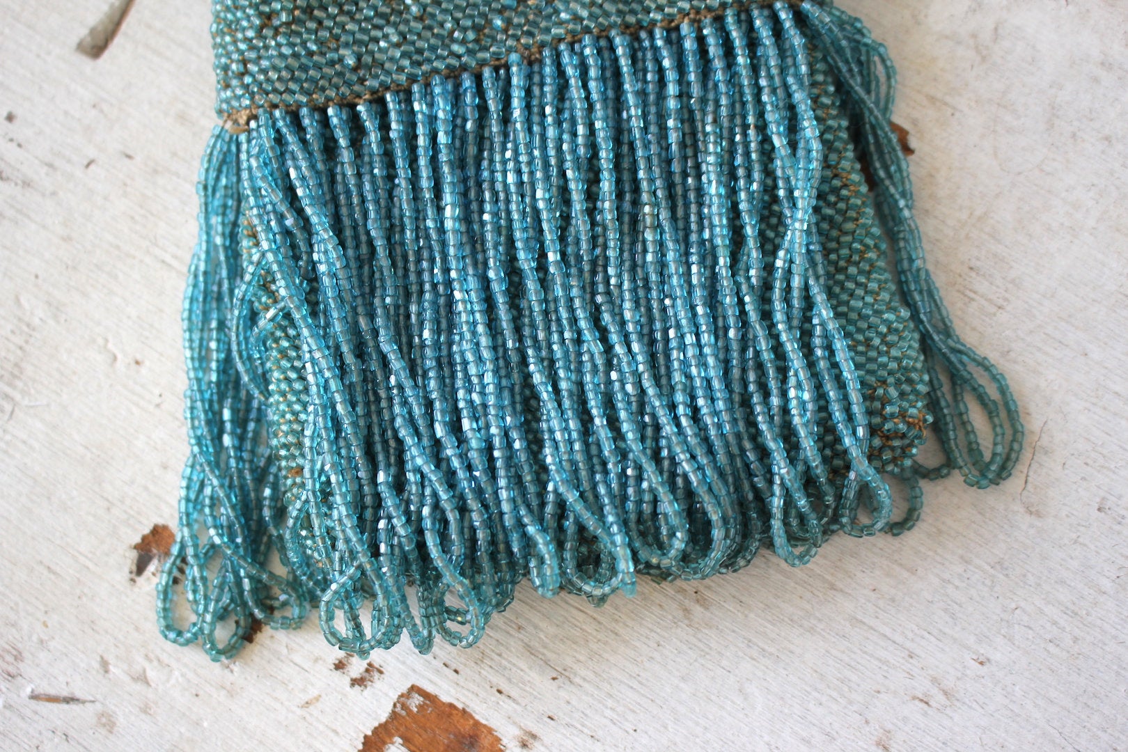 Vintage 20's Beaded Fringe Teal Purse | Shop THRILLING