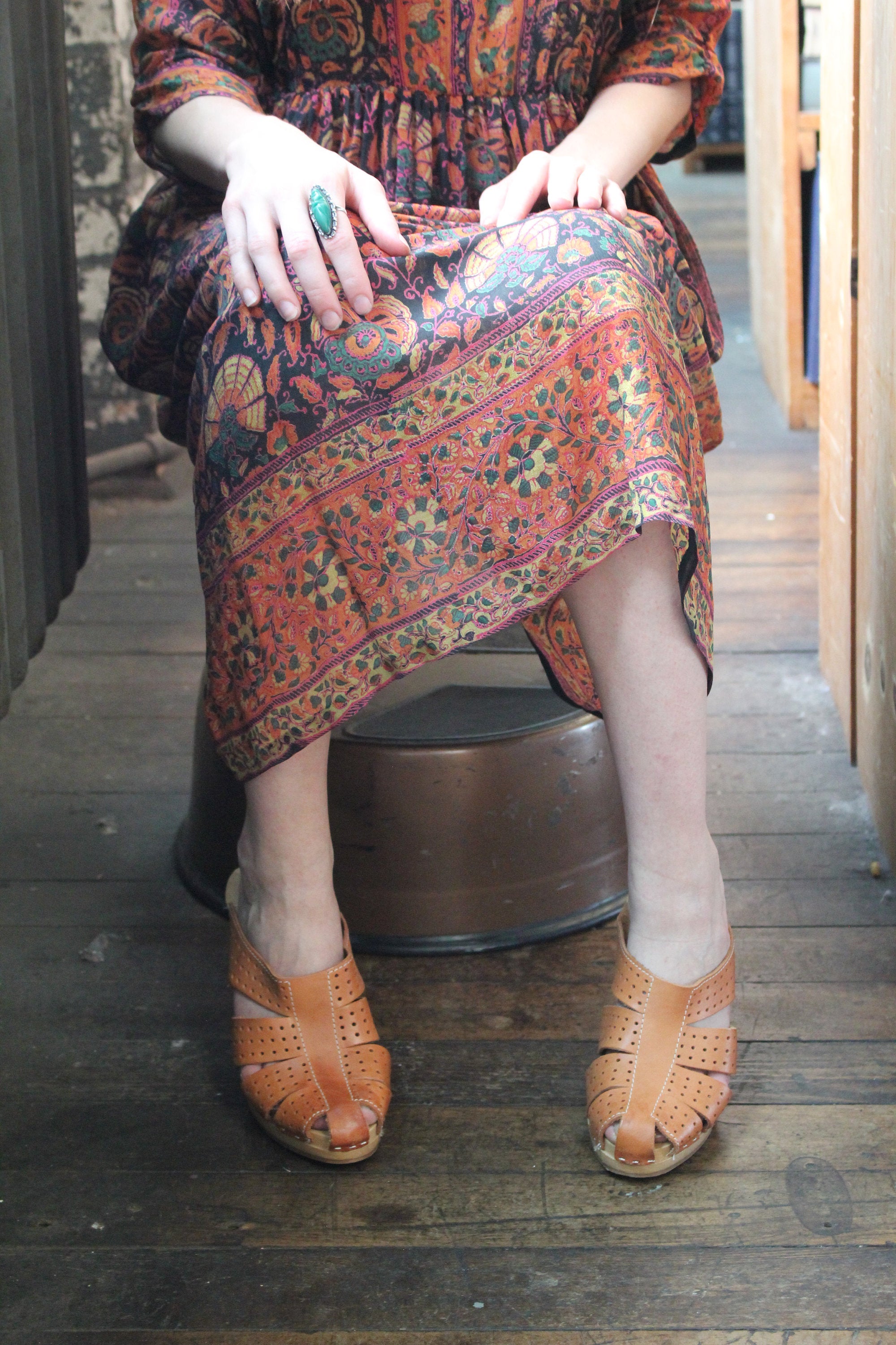 Vintage 70's Brown Caged Heeled Clogs | Shop THRILLING