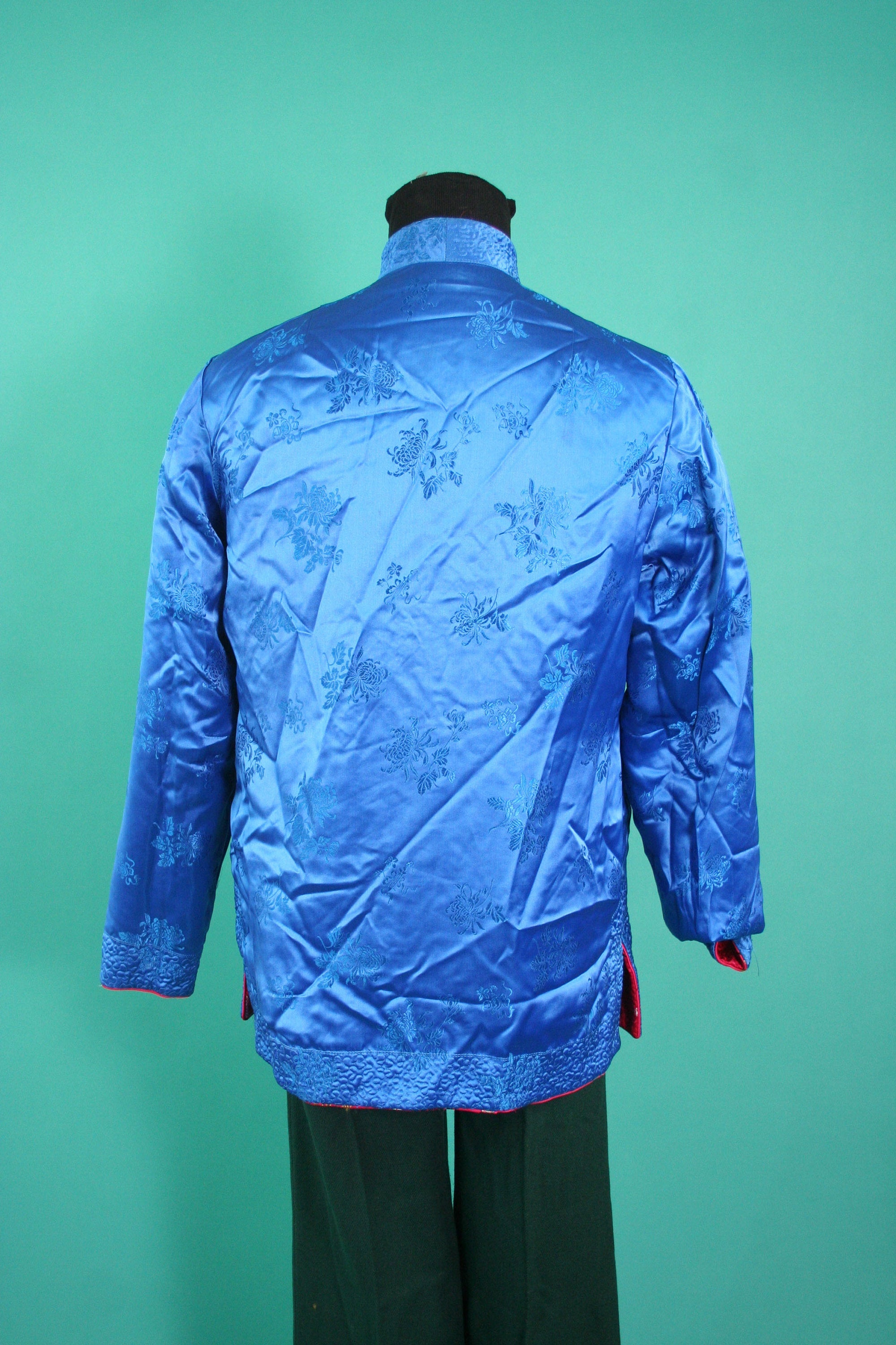Vintage 90’s Pink Blue and Gold Satin Reversible Coat | Shop THRILLING