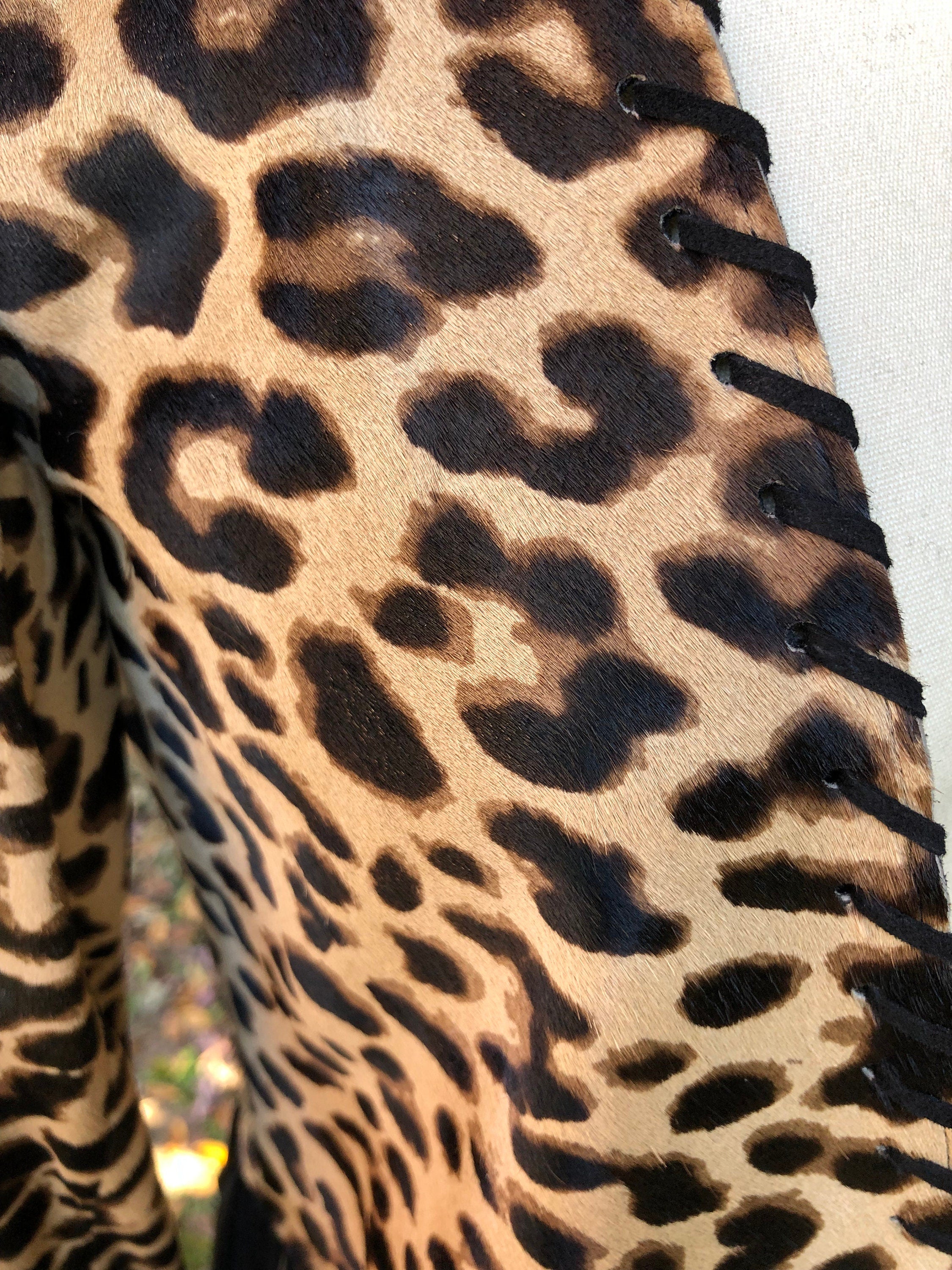 Vintage Leather Fringe Leopard Print Leather Jacket | Shop THRILLING