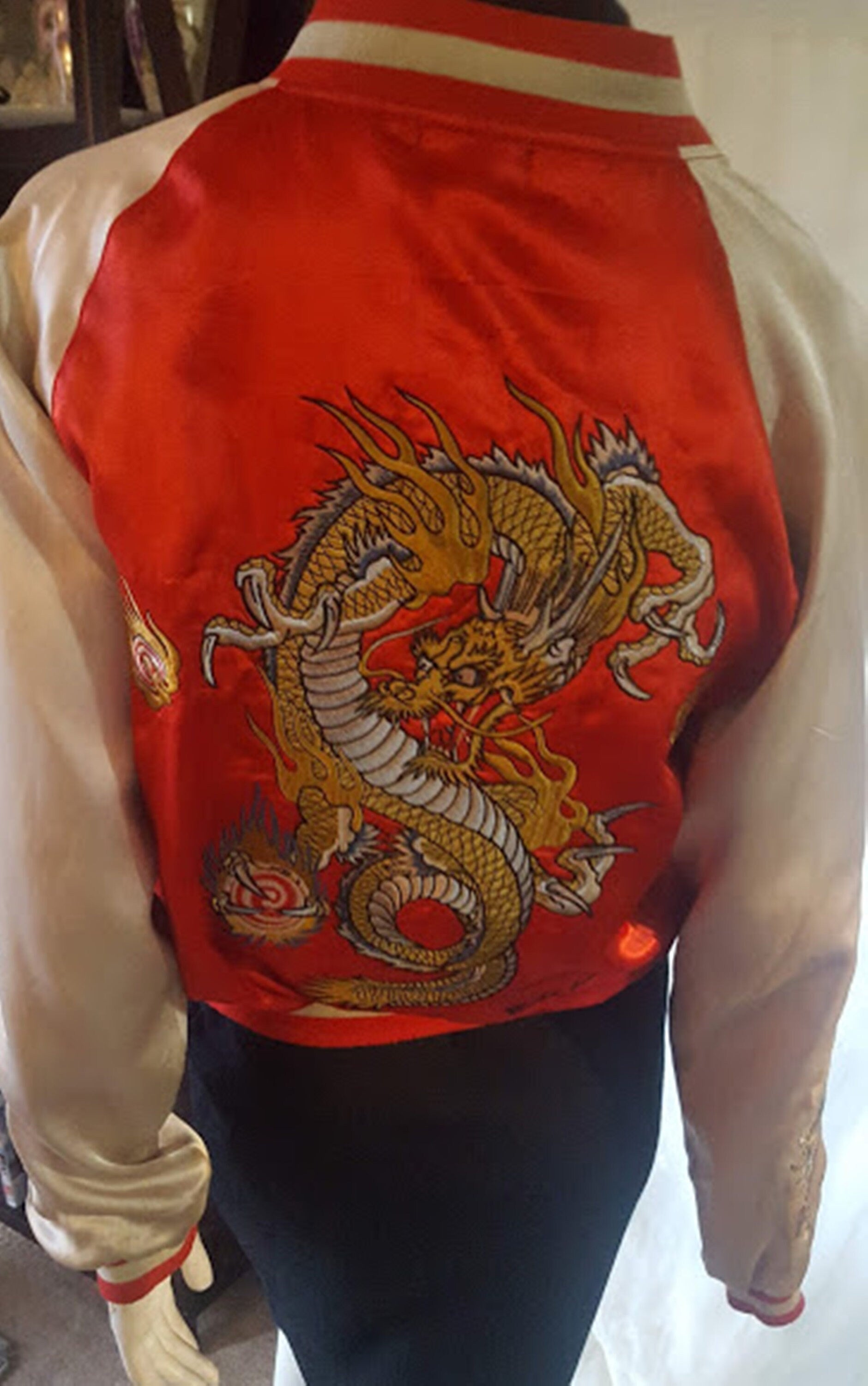 Vintage Reversible Satin Jacket with Embroidered Dragons by Baba Joon ...